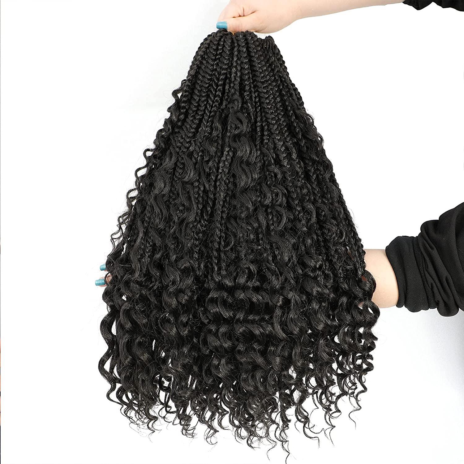 Bohemian Crochet Box Braids 22 Inch Curly Ends 144 Strands | Goddess 3X ...