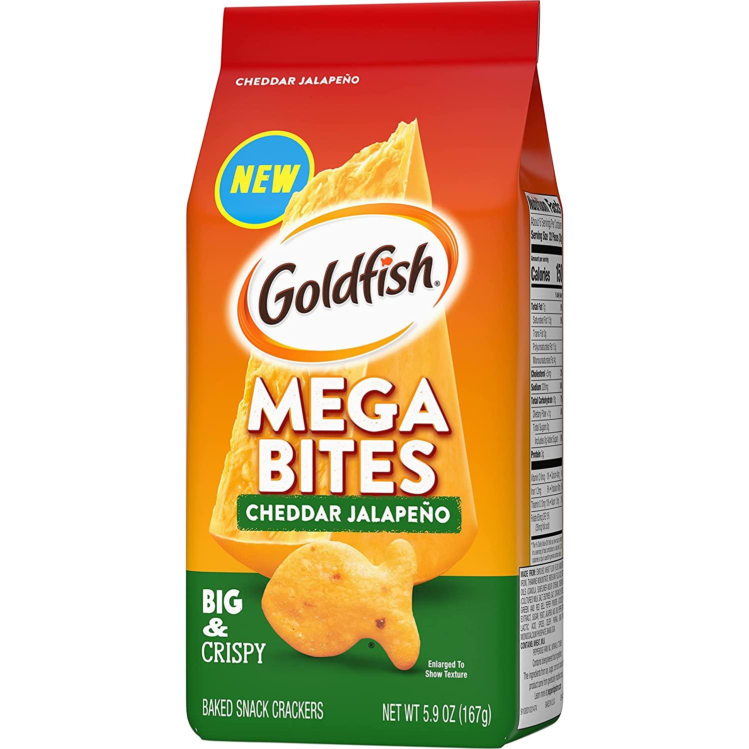 Pepperidge Farm Goldfish Mega Bites Cheddar Jalapeno Snack Crackers 5.9 ...