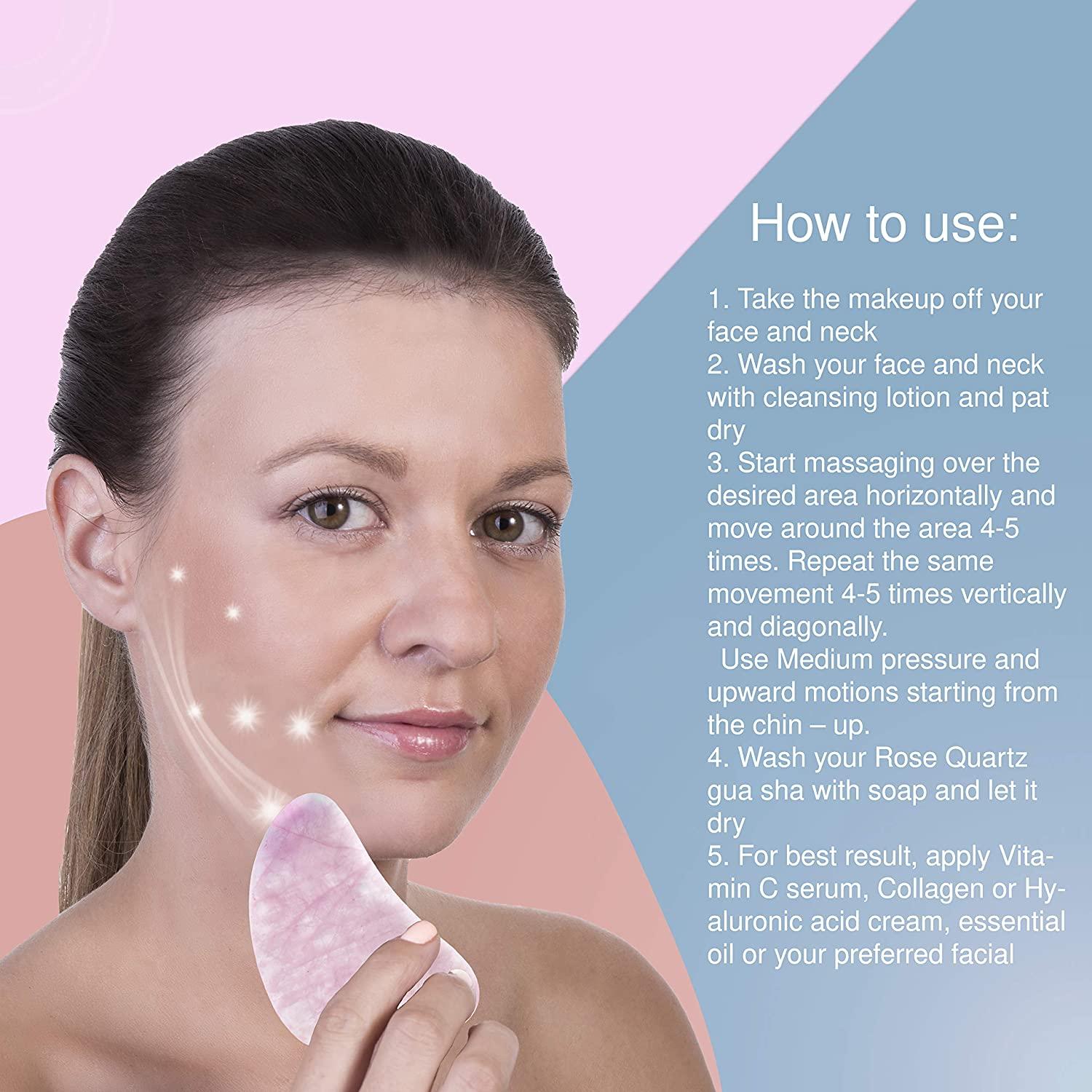 Rose Quartz Gua Sha Board - Natural Anti-Aging Scraper Tool by Sandine ...