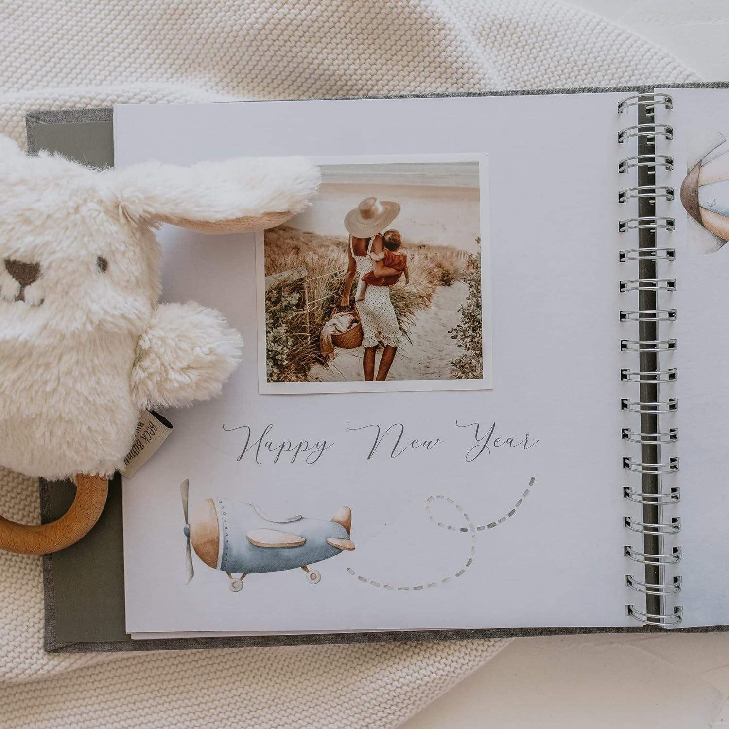 Peachly Baby Boy Memory Book | Planes & Trains First Year Keepsake ...