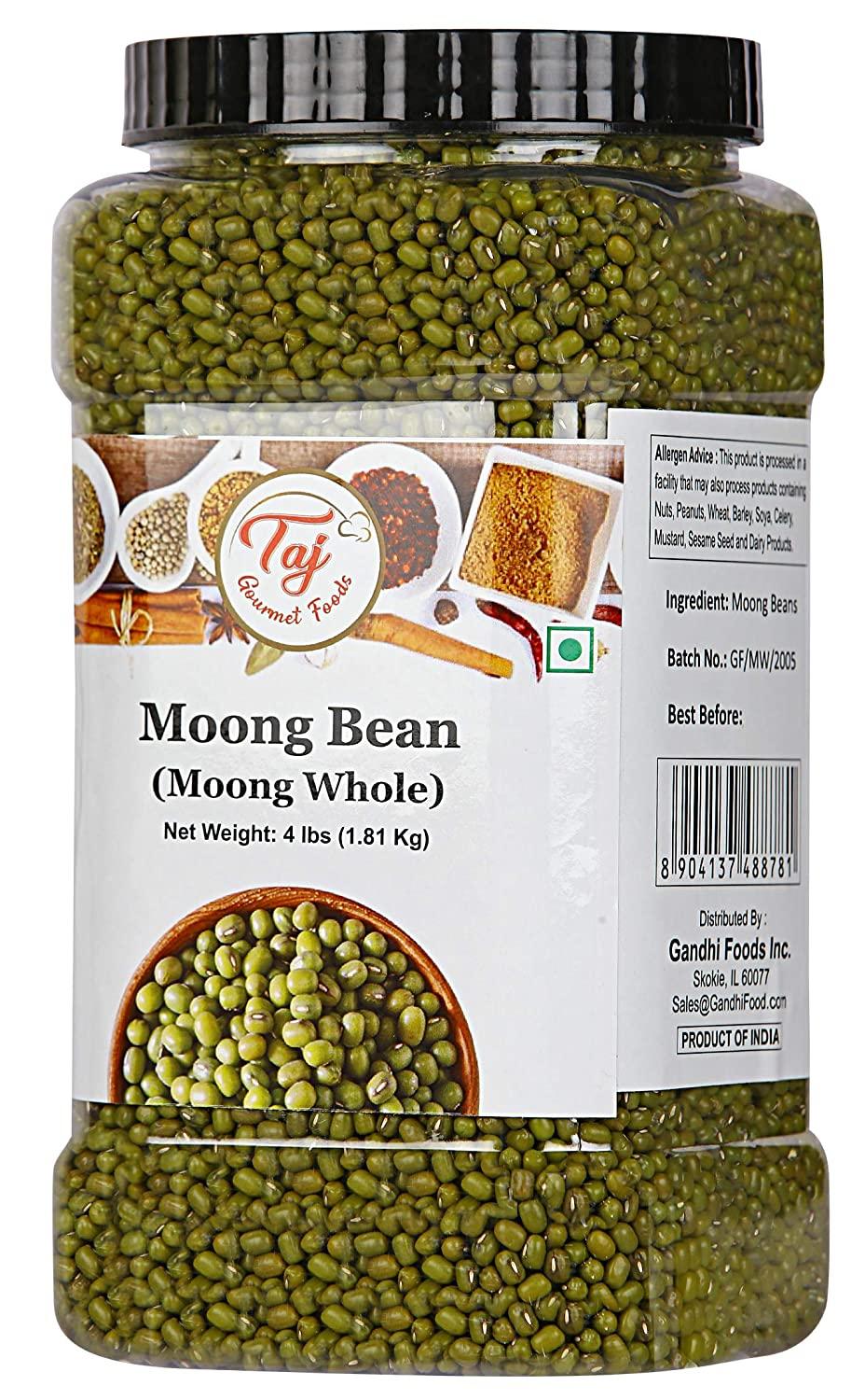 Taj Premium Indian Moong Dal Whole Mung Beans - 4 lbs Jar | Buy Now ...