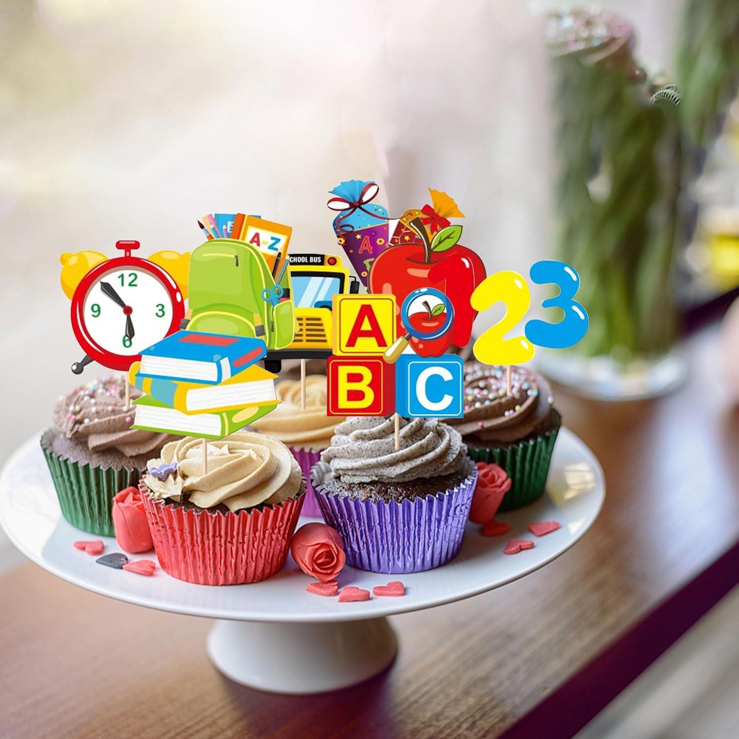 32 Pack Back to School Cupcake Toppers 8 Designs First Day of School ...