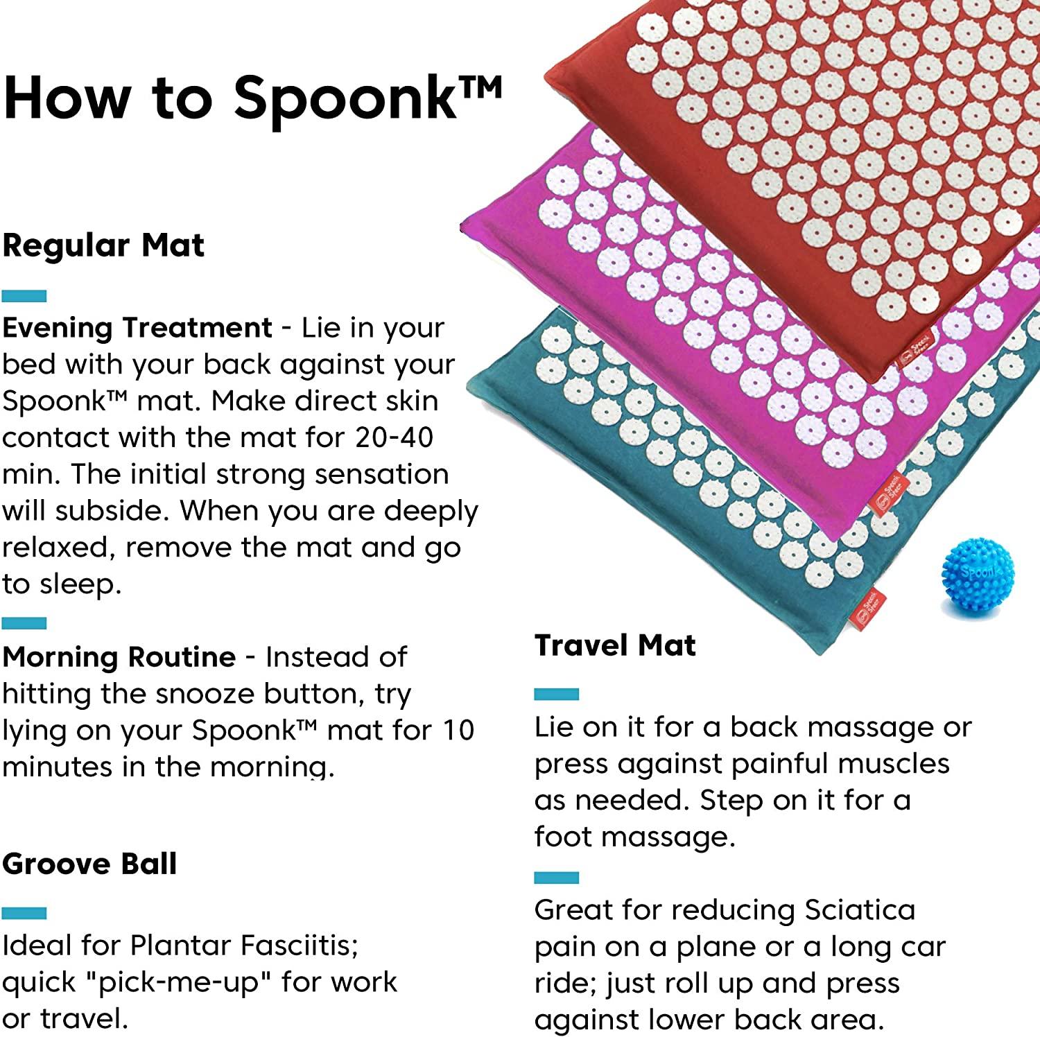 Spoonk Acupressure Eco Mat Navy Blue with Massage Ball & Sling Bag ...