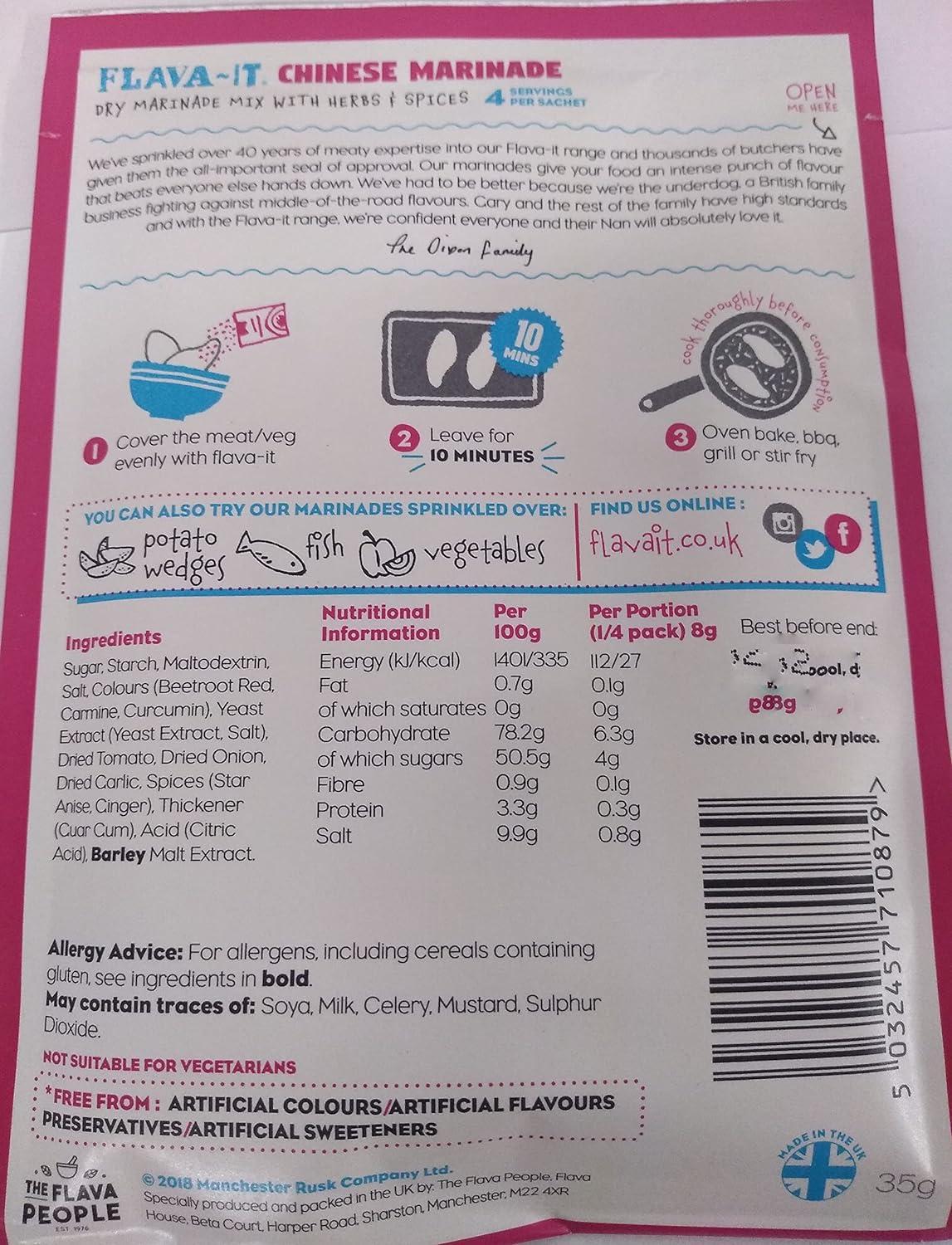 Flava It Chinese Marinade - 6 x 35g | Authentic Asian Flavor Boost ...