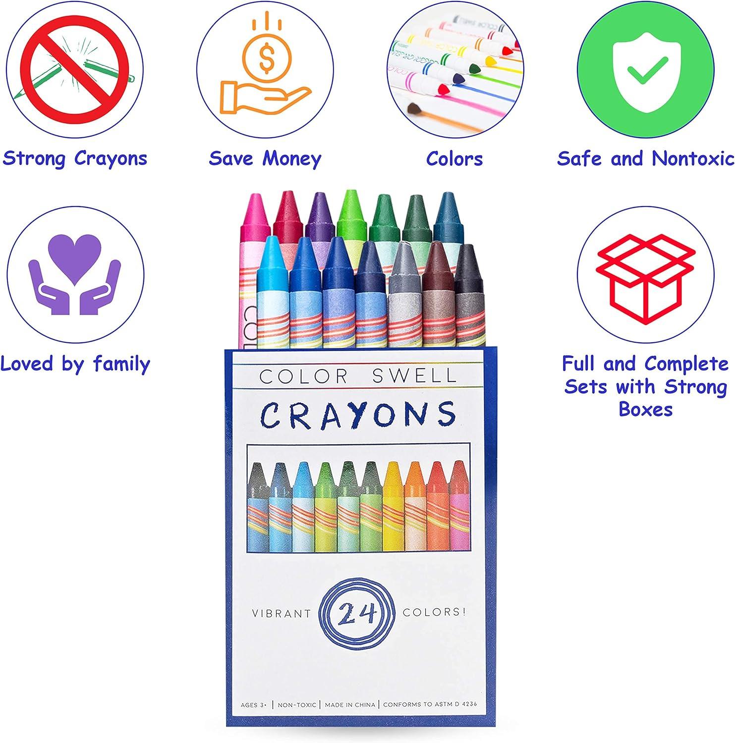 Color Swell Bulk Crayon Packs - 36 Boxes of 24 Vibrant Colored Crayons ...