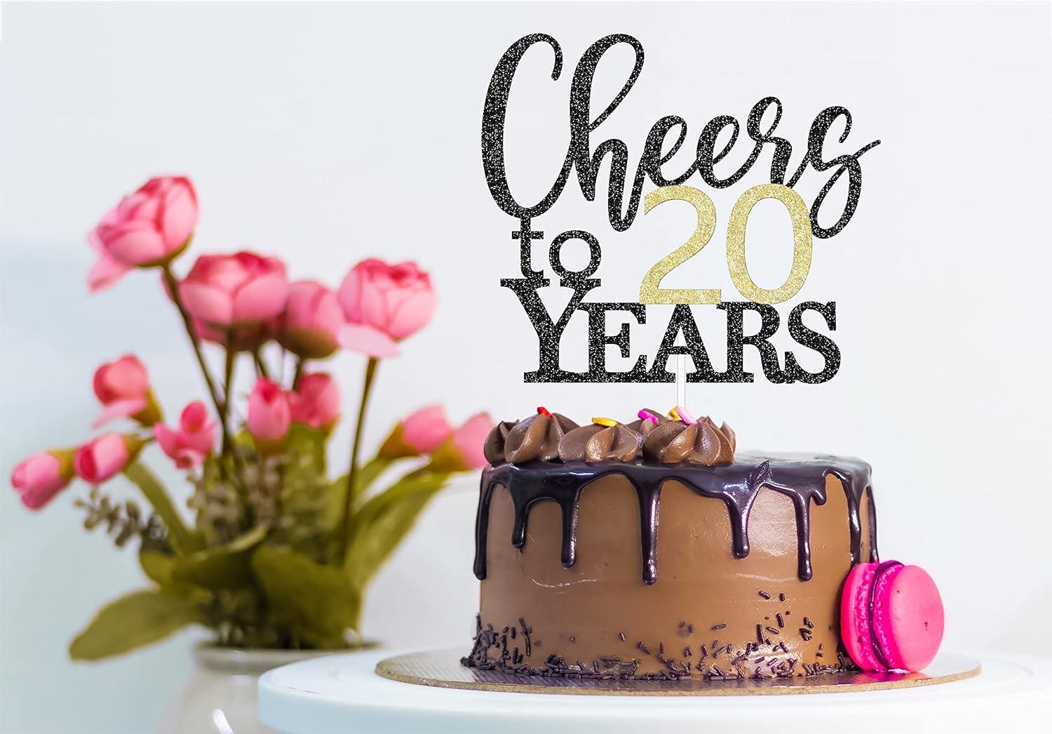 LOVENJOY Cheers to 20 Years Cake Toppers for Happy 20th Birthday ...