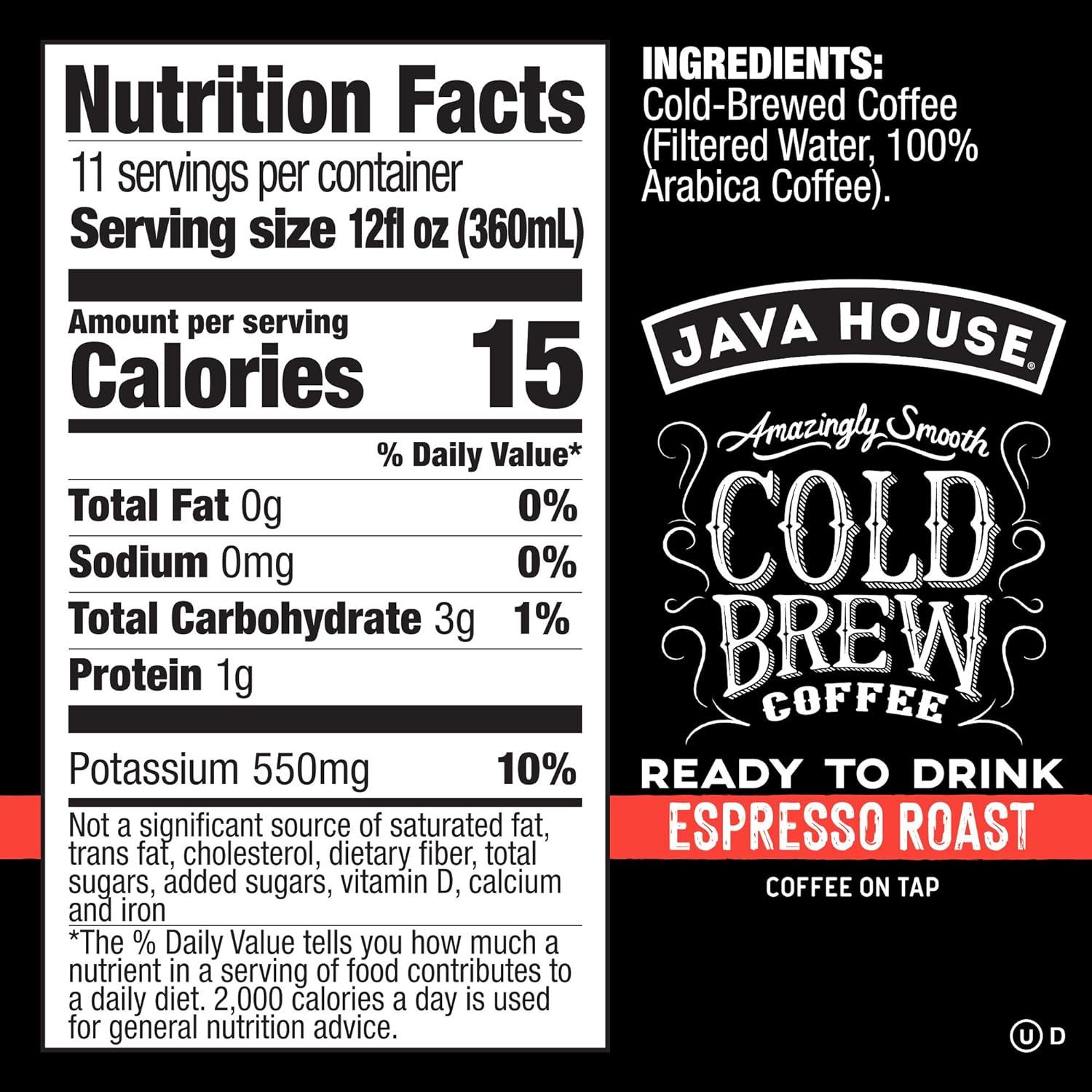 Java House Cold Brew Coffee On Tap (1 Gallon / 128 Fluid Ounce Each Box ...