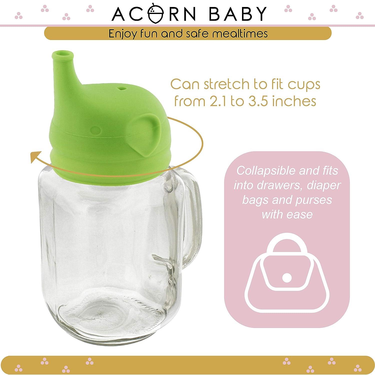 Acorn Baby Silicone Sippy Cup Lids 2pk - Blue/Green Reusable Stretch ...