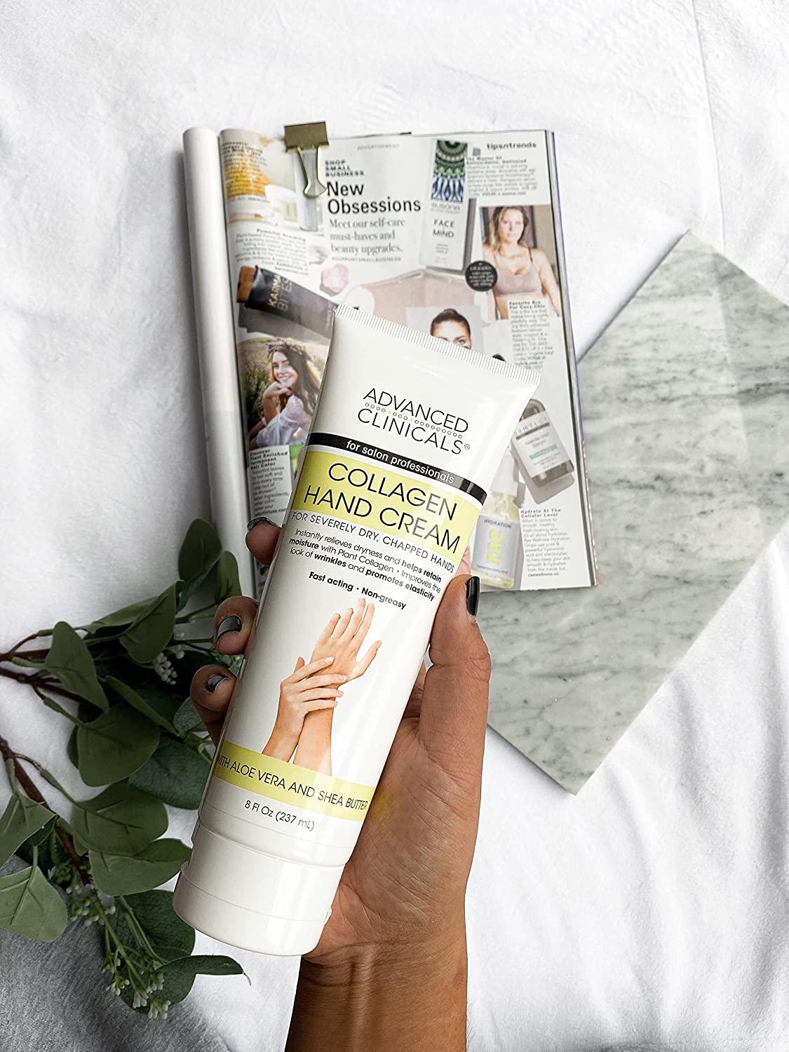 Advanced Clinicals Collagen Hand Cream 8 fl oz - Anti-Aging Moisturizer ...