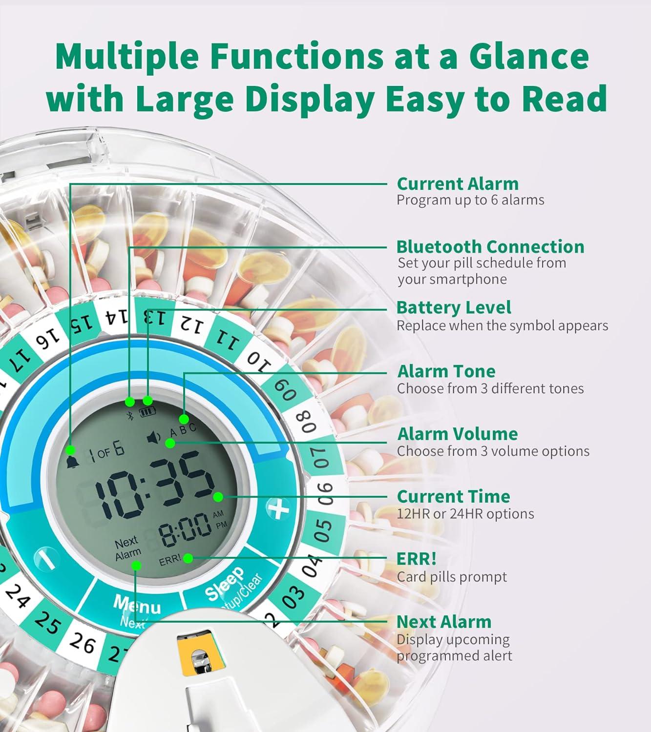 Bluetooth Smart Automatic Pill Dispenser - 28 Day Electronic Medication ...