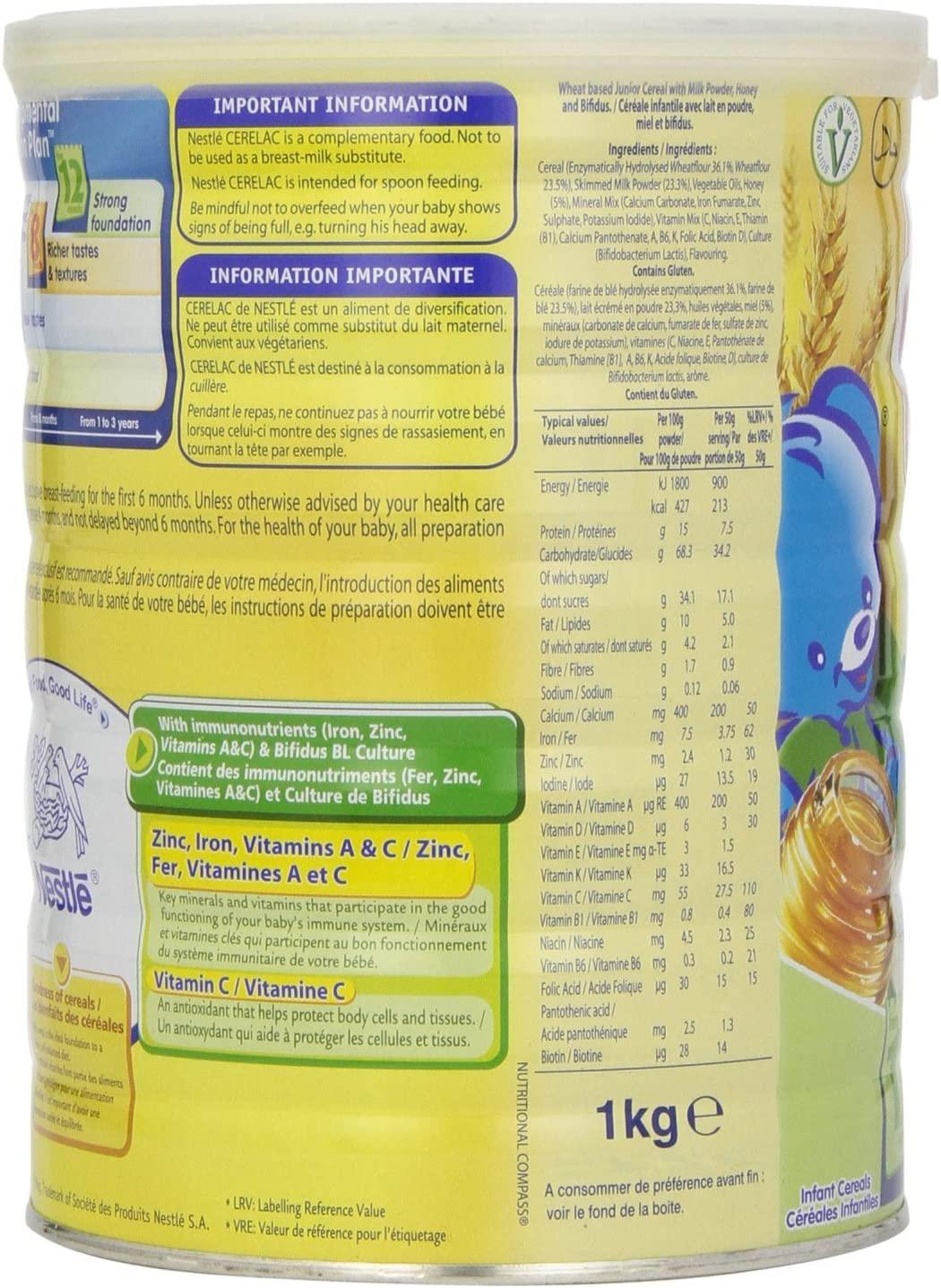 Nestle Cerelac Honey & Wheat with Milk 2.2lb - Baby Cereal Formula ...