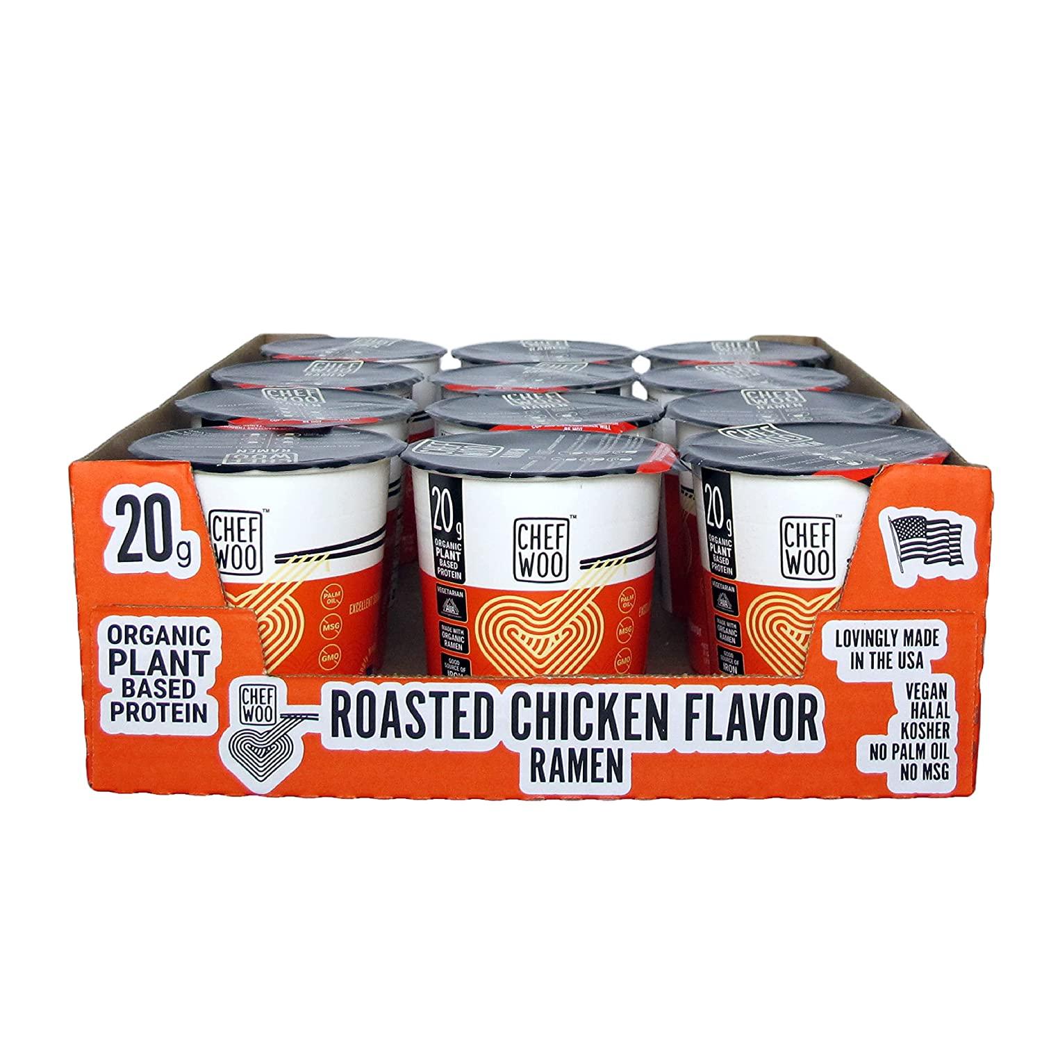 Chef Woo Roasted Chicken Flavor Ramen Cup Noodles 2.5 Oz (Pack of 12 ...