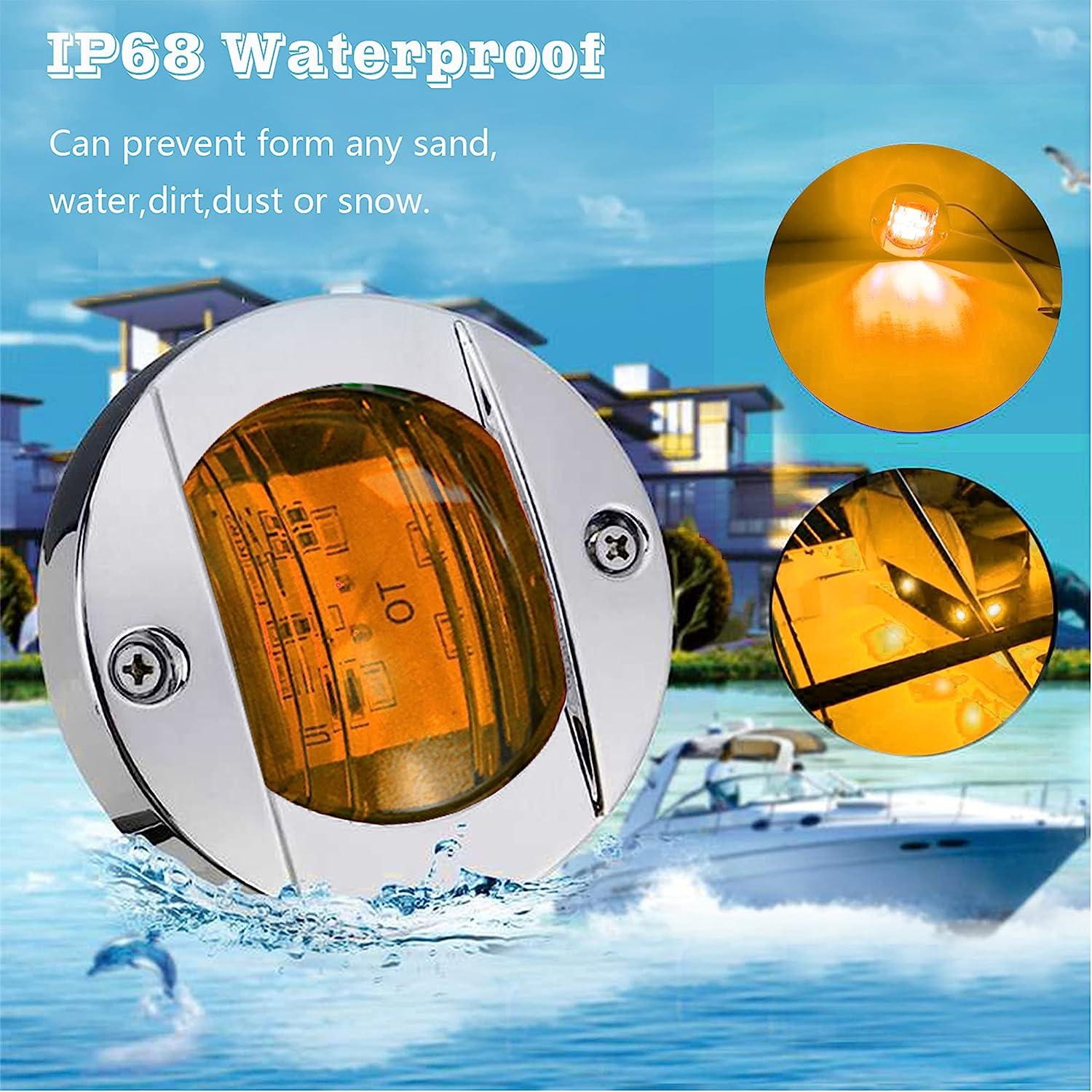 NBWDY 2PC LED Boat Light 12V 3in Amber Round Navigation Lights ...