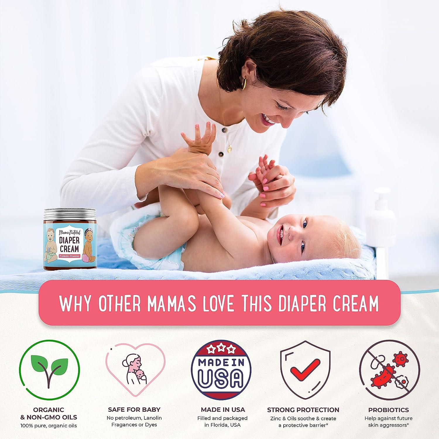 Organic Mama Natural Diaper Rash Cream (4 oz) - Probiotic Powered with ...