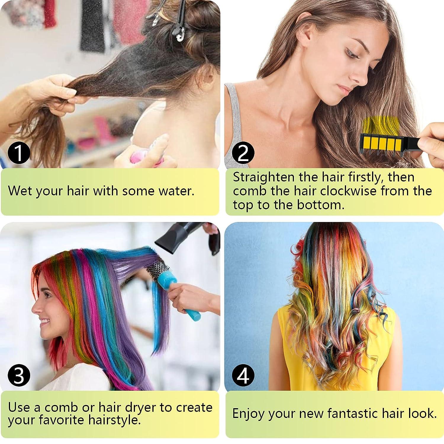 Washable Hair Chalk Comb - 10 Colors Professional Hair Color Dyeing ...