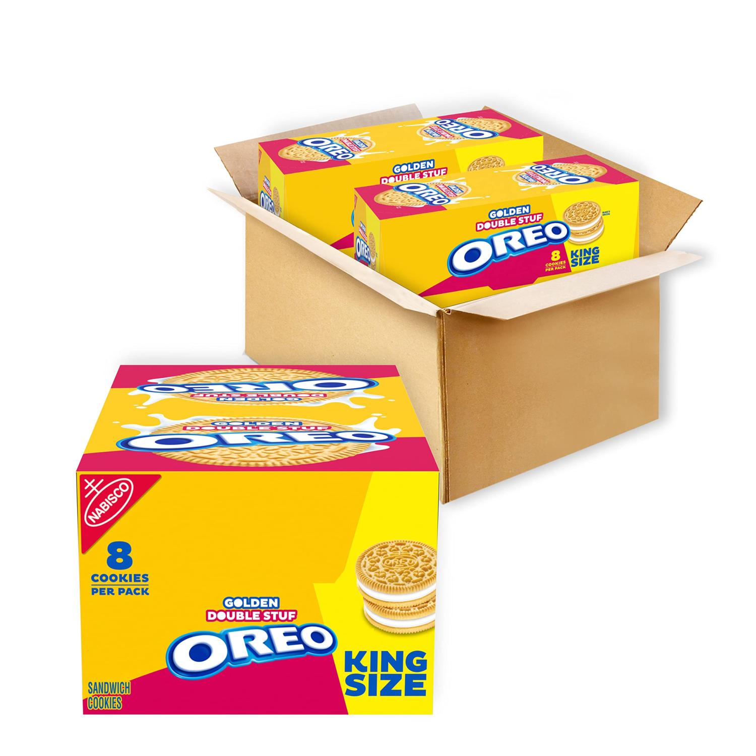 OREO Double Stuf Golden Sandwich Cookies - 20 King Size Snack Packs ...