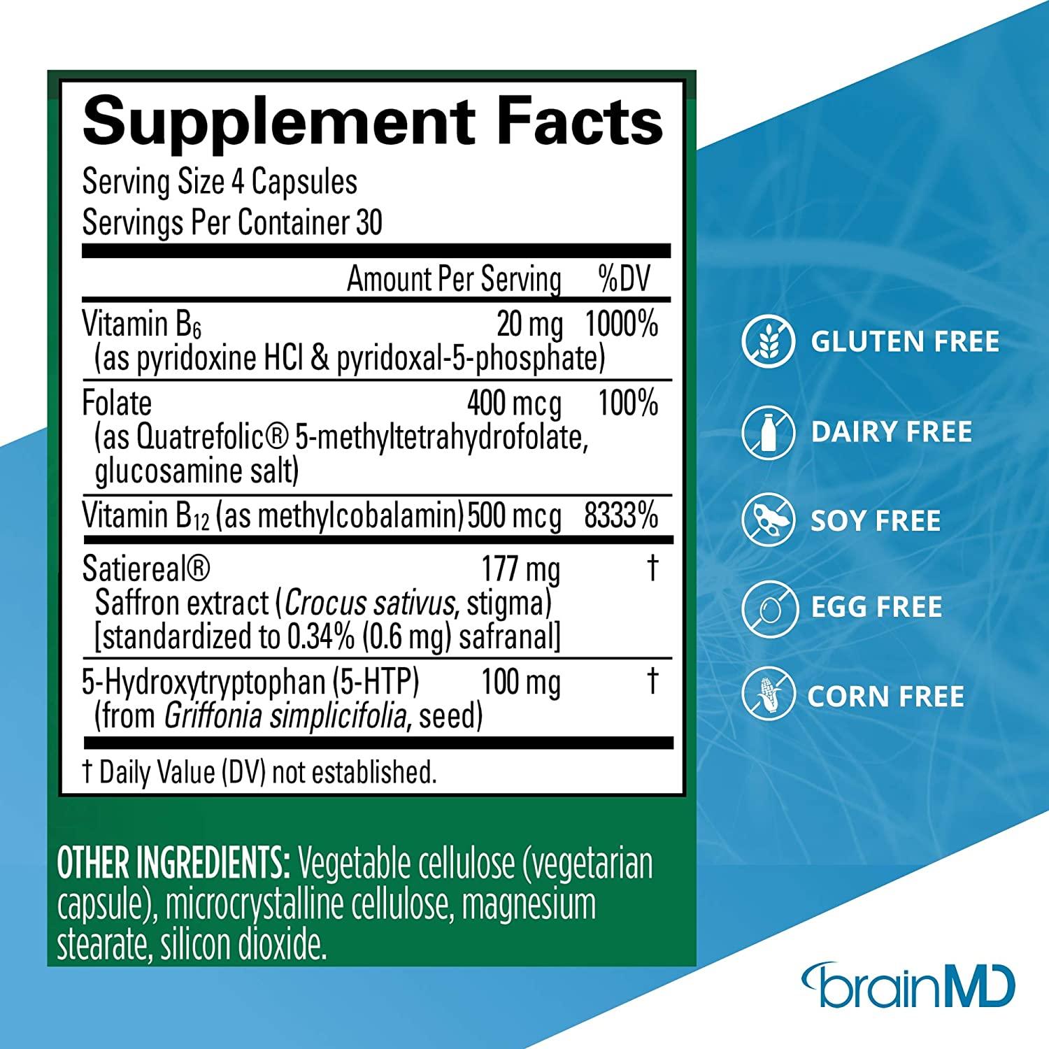 Dr. Amen brainMD Serotonin Mood Support - 120 Capsules - Promotes ...