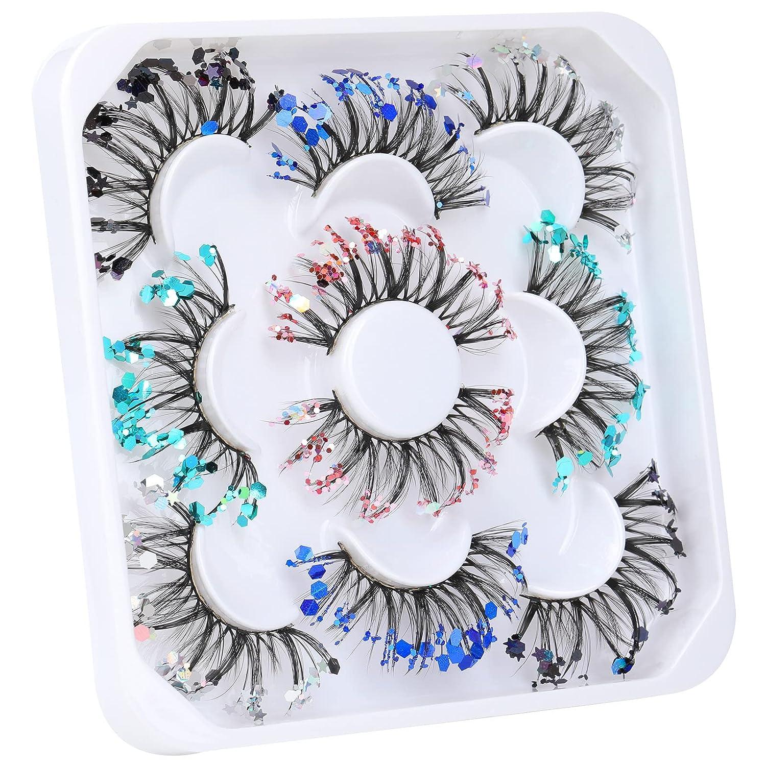 Christmas Glitter False Eyelashes - 5 Styles, Dramatic & Colorful 3D ...