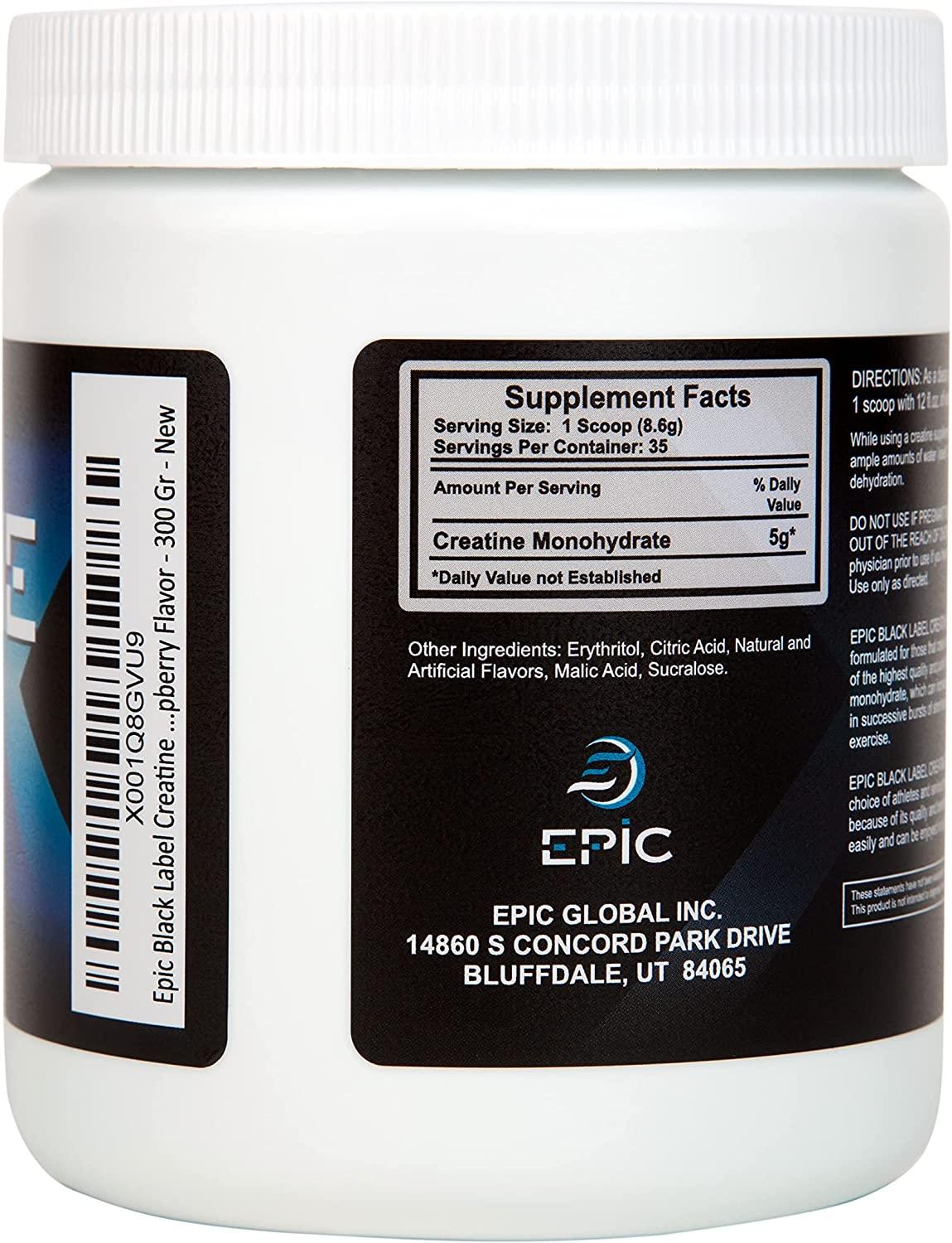 Epic Black Label Creatine Micronized - Blue Raspberry Flavor 300g ...