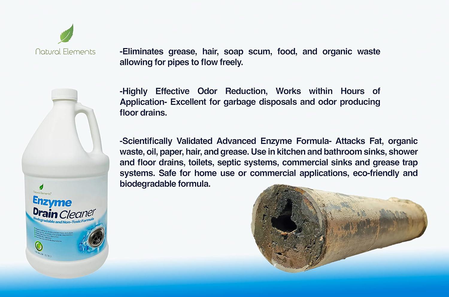 Natural Elements Enzyme Drain Cleaner | 1 Gallon - Digest Grease Fats ...