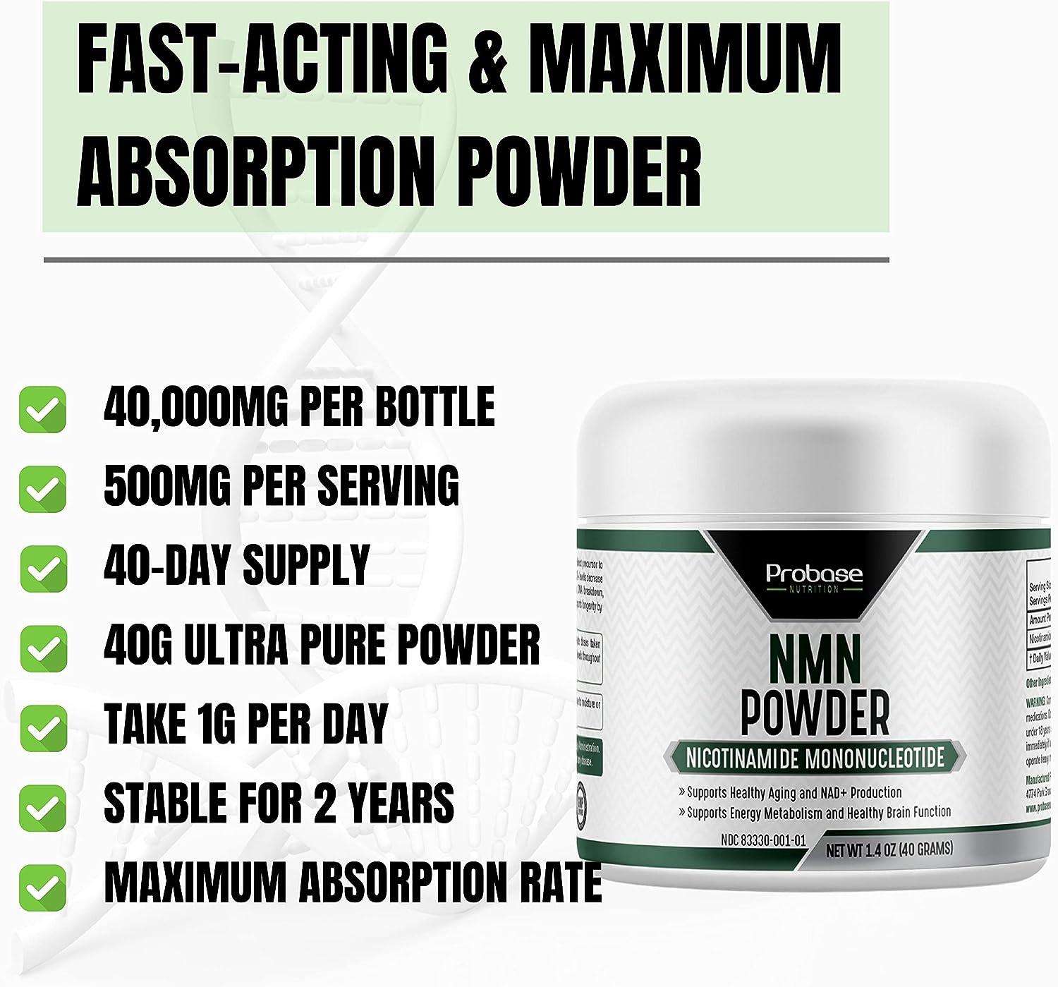 Probase Nutrition Longevity Pure NMN Powder 40g - Pharmaceutical Grade ...