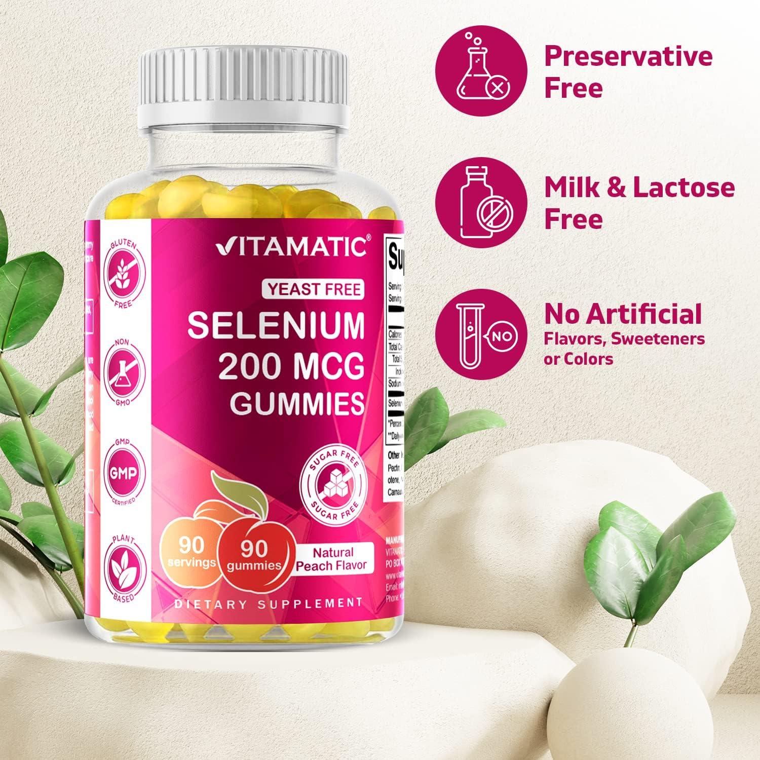 Vitamatic Yeast Free Selenium Gummies 200mcg | 90 Pectin Based Gummies ...