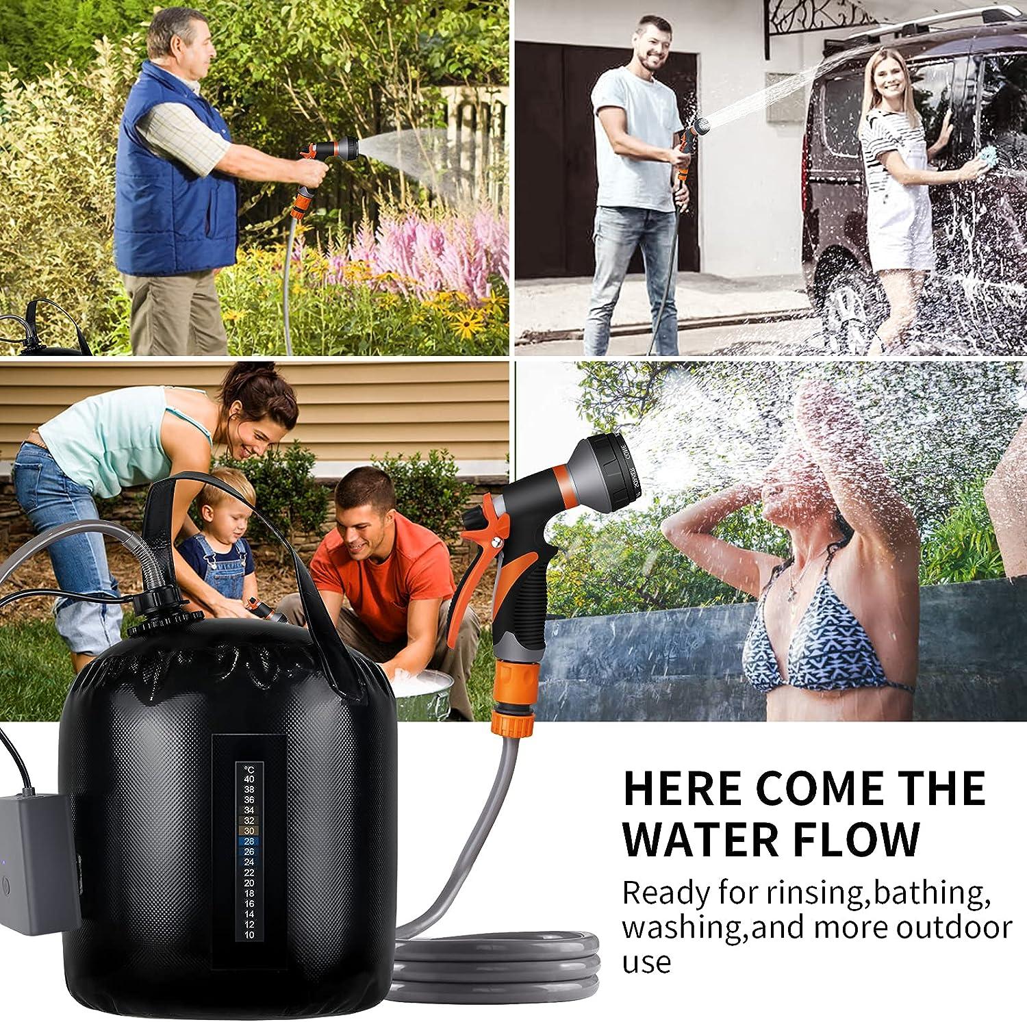 5 Gallon Rechargeable Electric Camping Shower | 8 Spray Modes | Solar ...