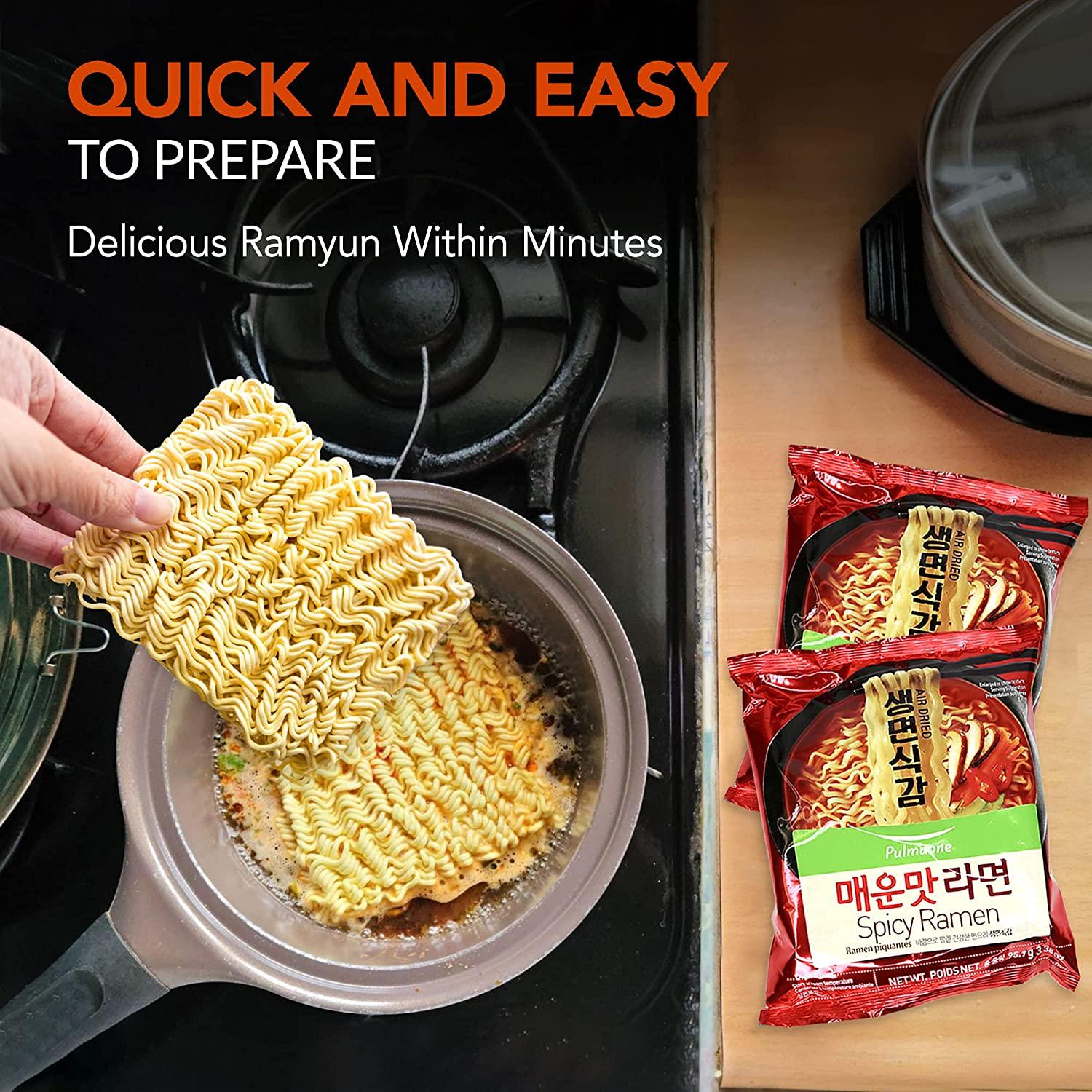 Pulmuone Non-Fried Ramyun Korean Noodles - Spicy Flavor 10 Pack ...