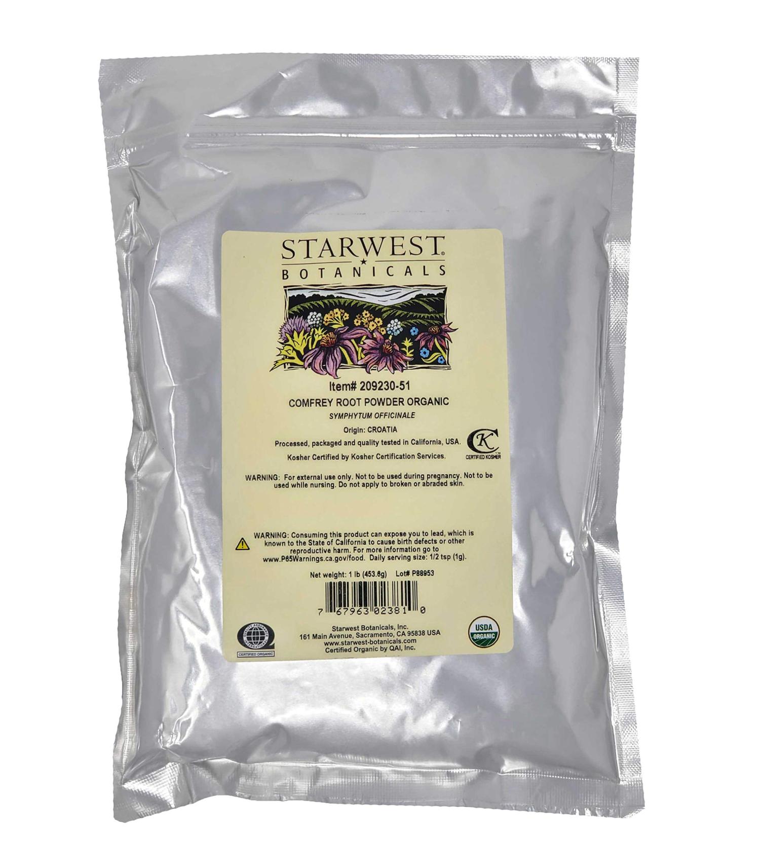 Starwest Botanicals Organic Comfrey Root Powder 1 lb - Natural Herbal ...