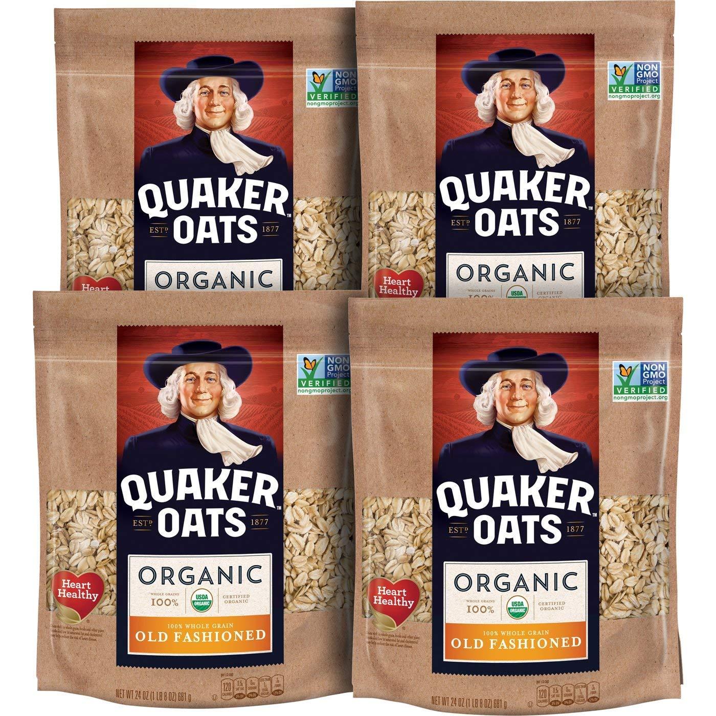 Quaker Old Fashioned Rolled Oats USDA Organic Non GMO Project Verified 24oz Resealable Bags ...