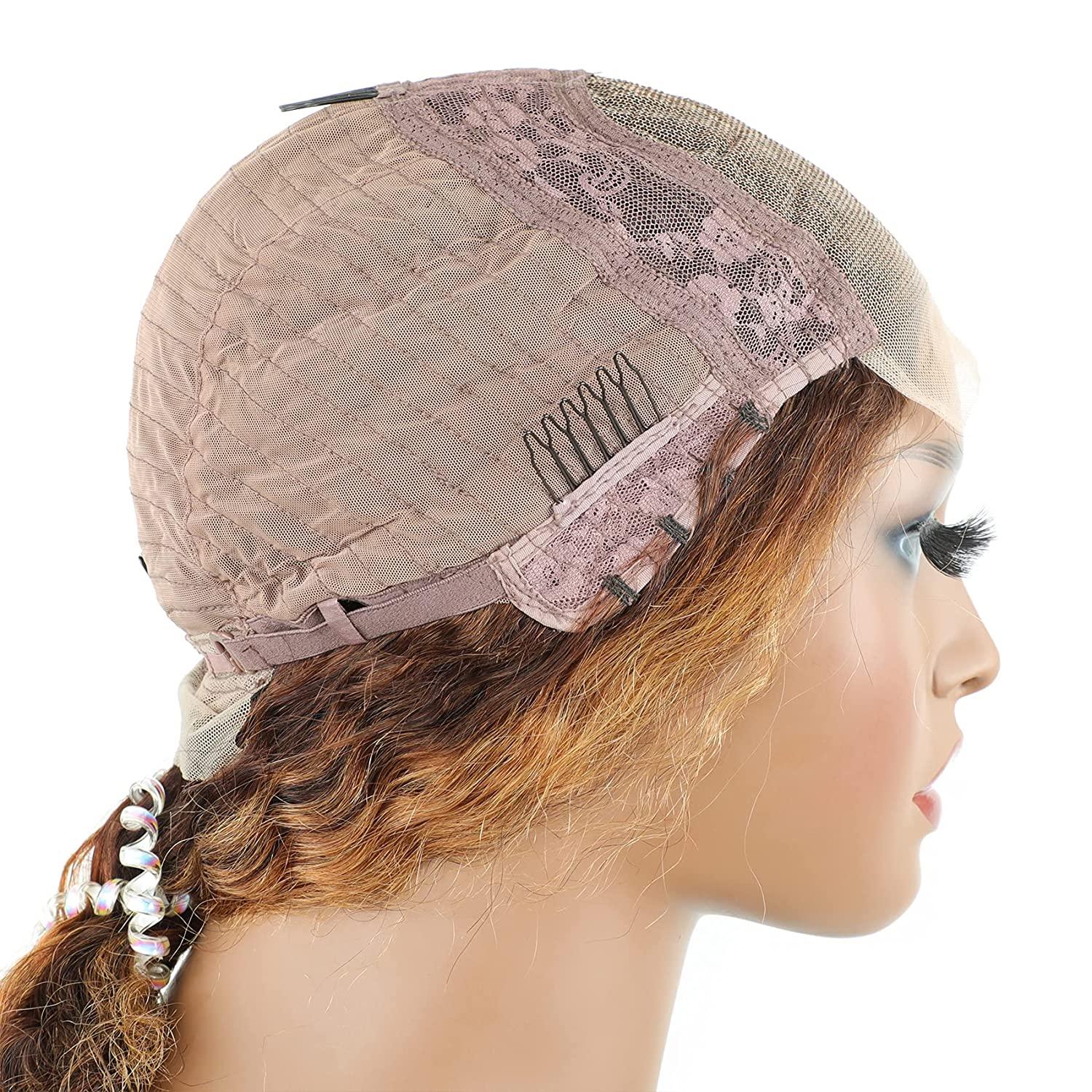 Highlight Short Bob Human Hair Wigs - 12 Inch Curly Lace Closure Wig ...