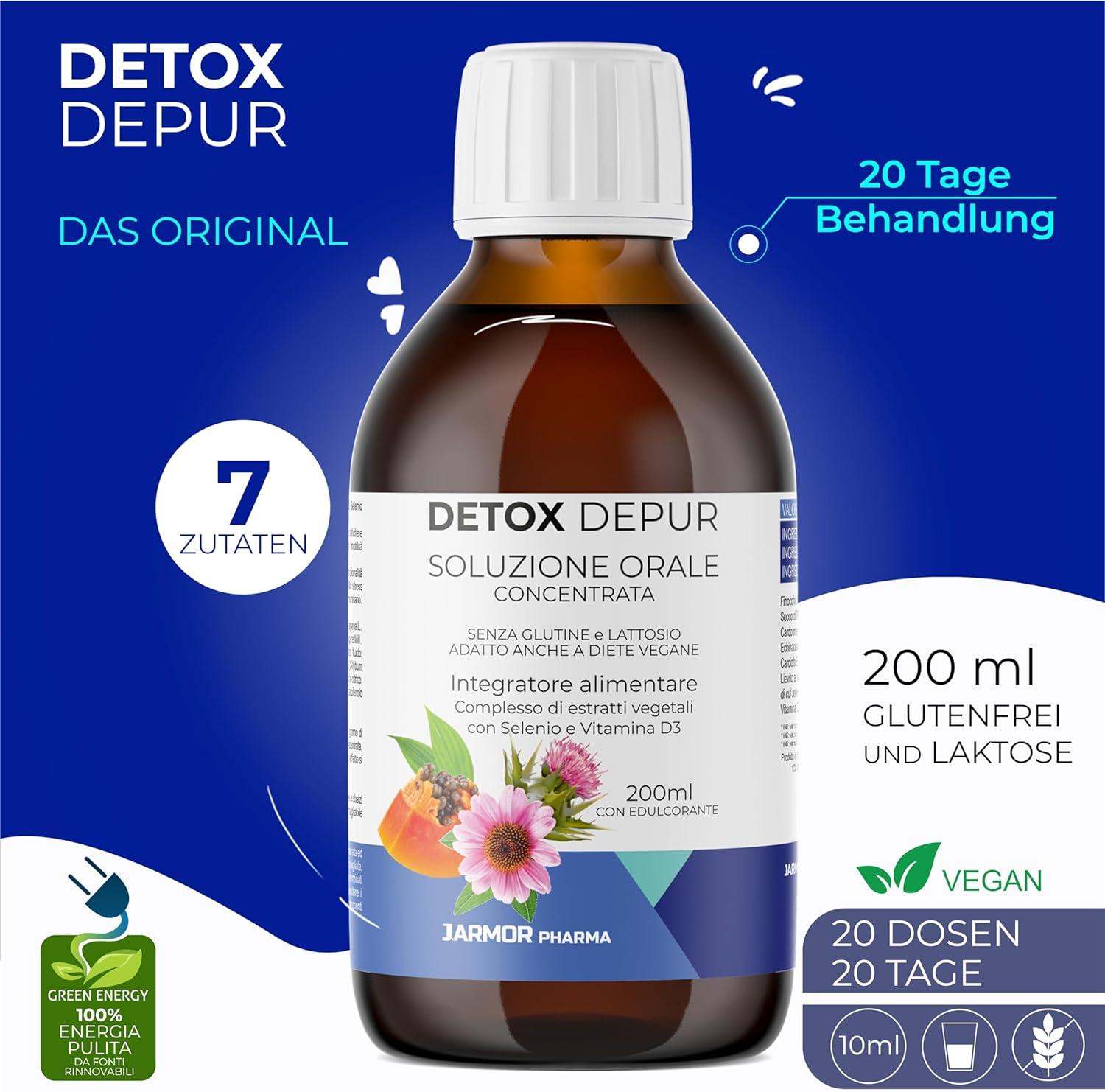 Detox Depur Syrup 200ml - Liver & Intestine Support with Milk Thistle ...