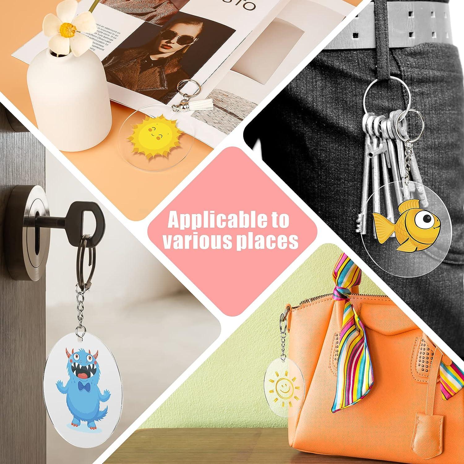 Senbota 100 Pcs 2 Inch Circle Acrylic Keychain Blanks - Clear Acrylic ...