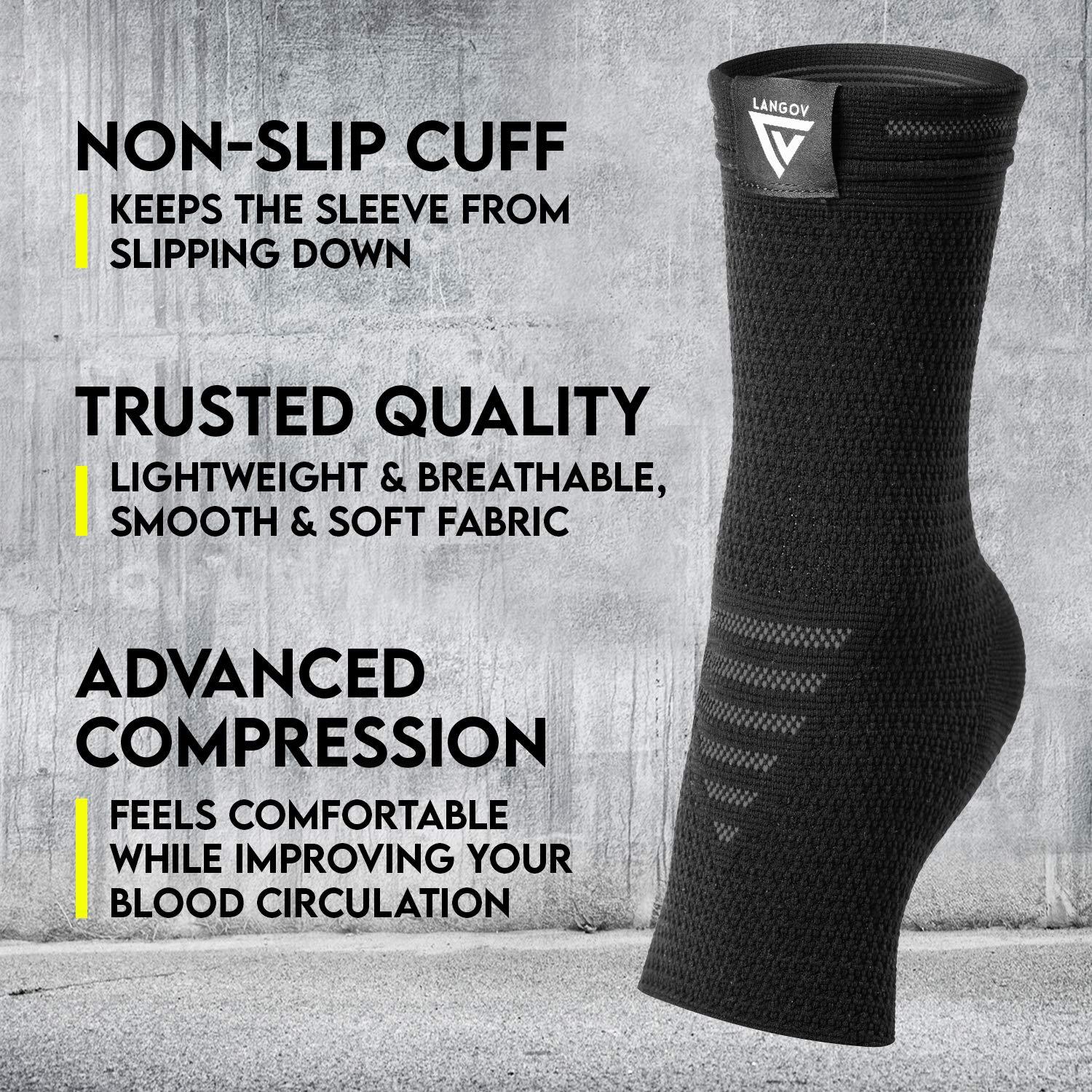 LANGOVTM Ankle Brace Support for Men & Women (Pair) - Compression ...