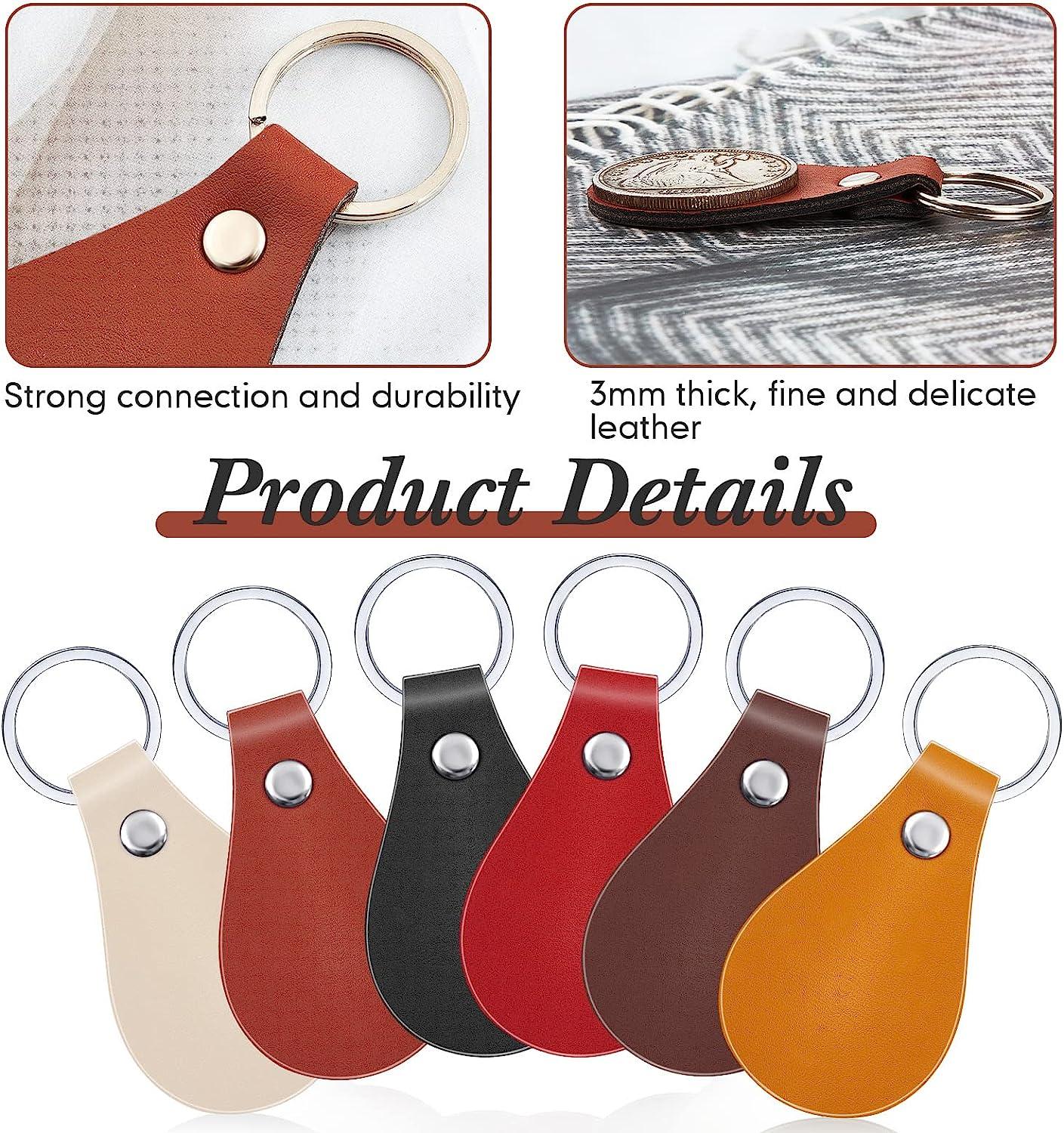 30 Pcs DIY Leather Key Fob Kit with Rivets & Rings for Engraving ...