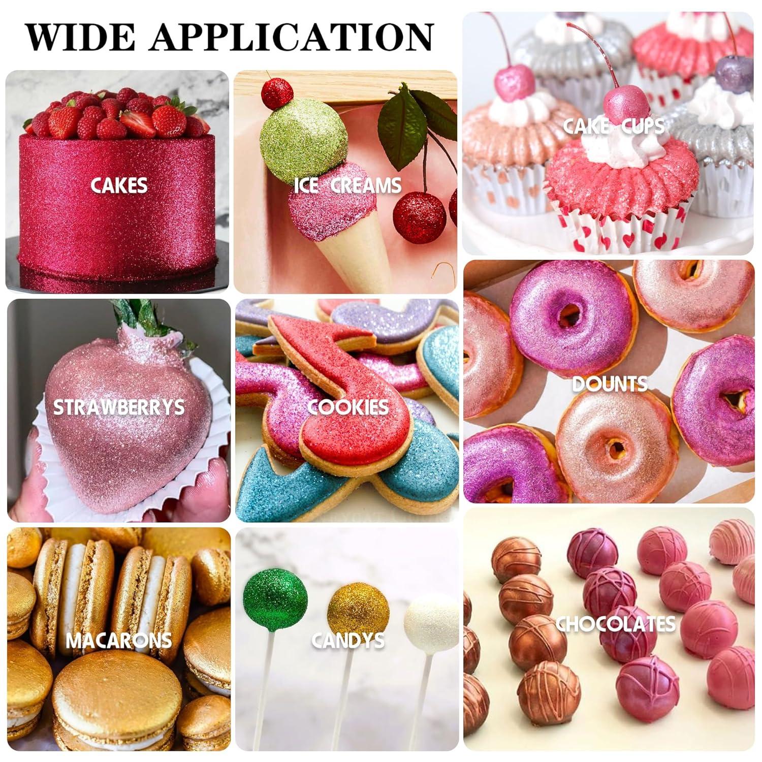 Edible Glitter Powder - 30g Ruby Metallic Food Coloring for Drinks ...