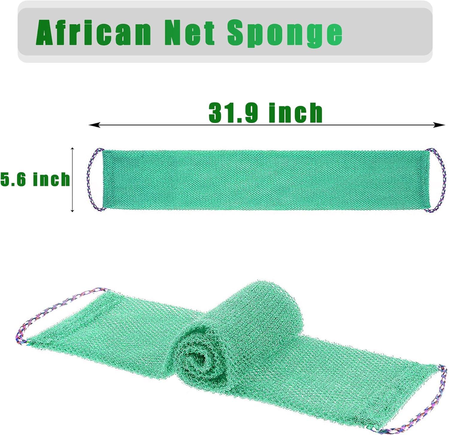 7 Pack African Exfoliating Net Sponges with Handle - Long Back Scrubber ...
