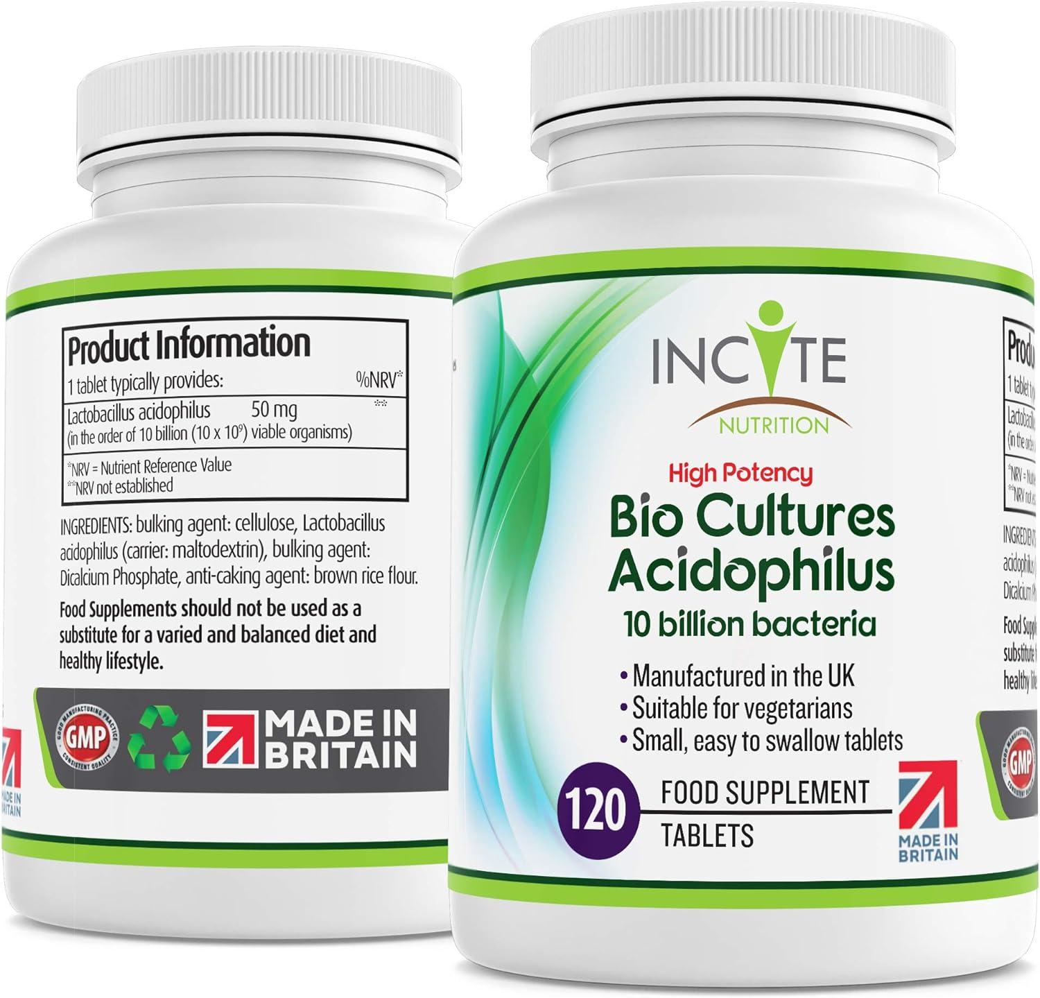 Acidophilus Bio Cultures 10 Billion CFU - 120 Easy Swallow Tablets ...