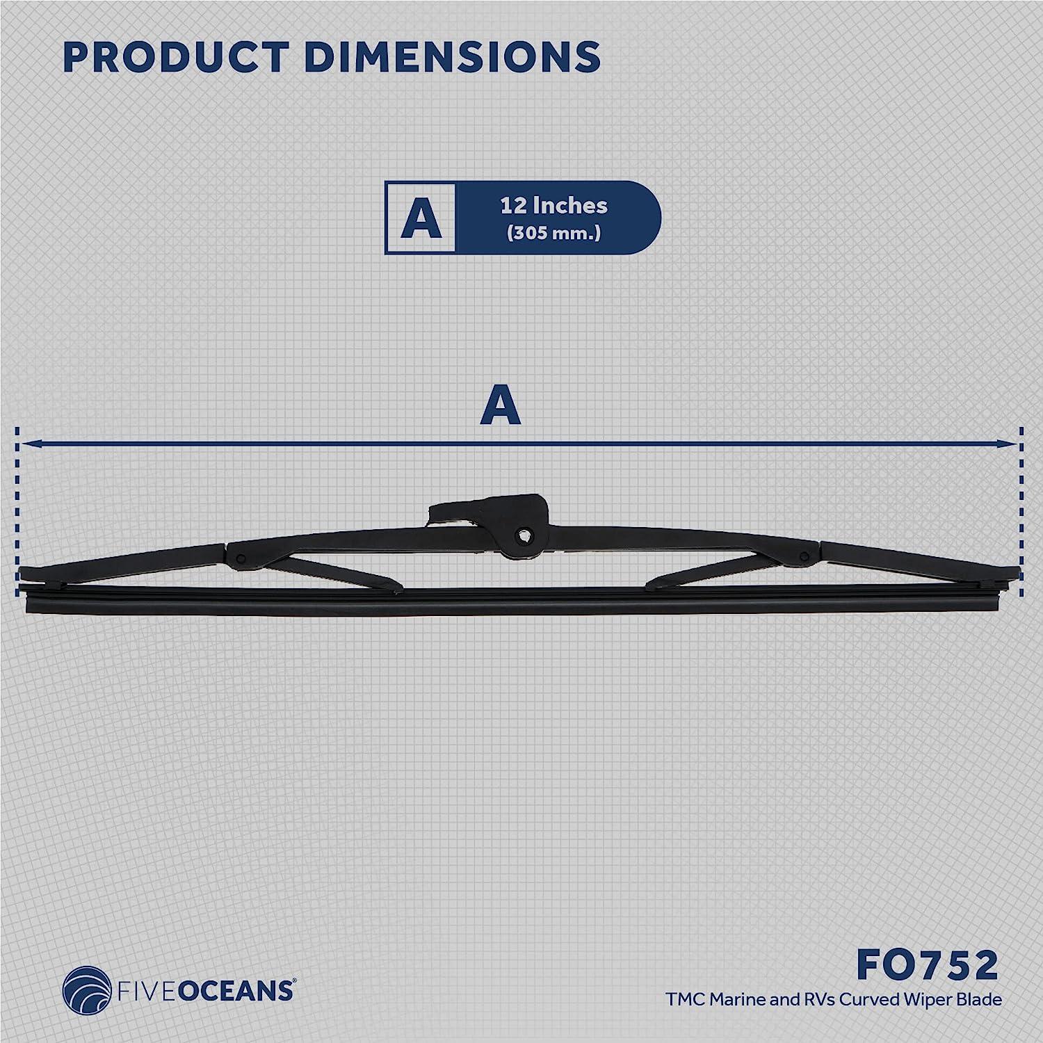 Five Oceans FO752 12 Marine Curved Wiper Blade for Boats and RVs - TMC ...