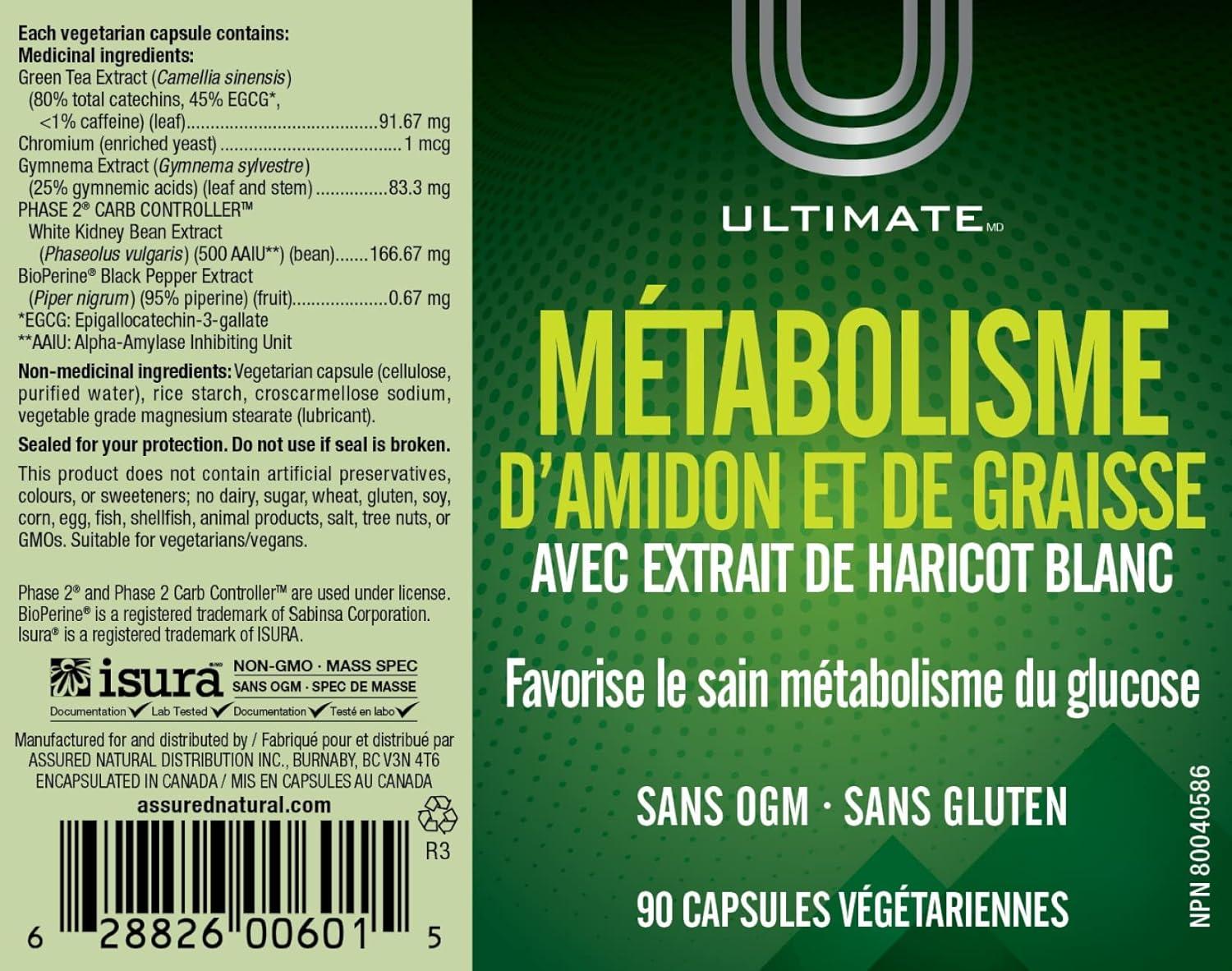Ultimate Starch and Fat Metabolizer 90 vegetarian capsules White Kidney ...