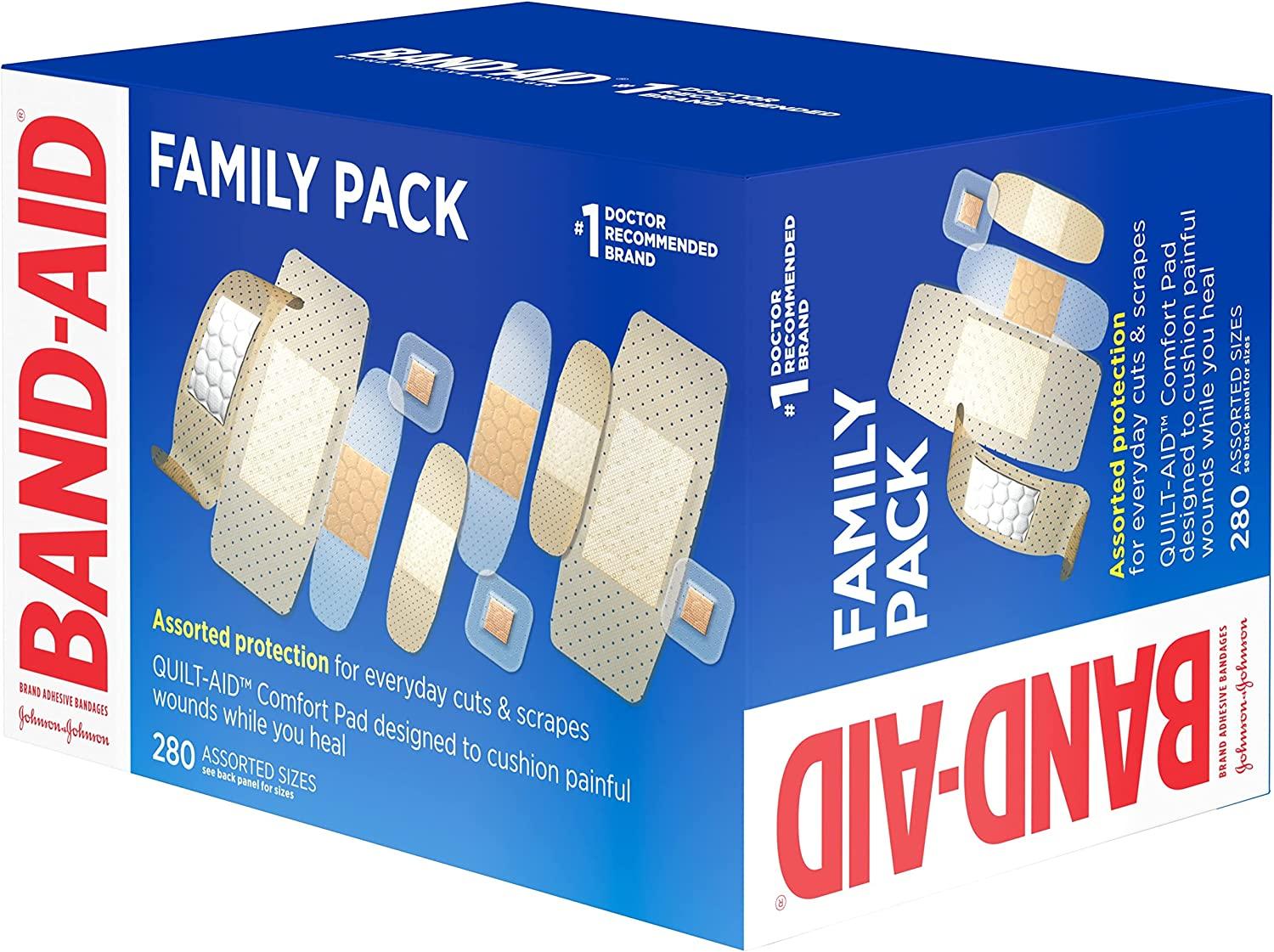 Band-Aid Family Variety Pack - 280 ct, Sheer & Clear Flexible Sterile ...