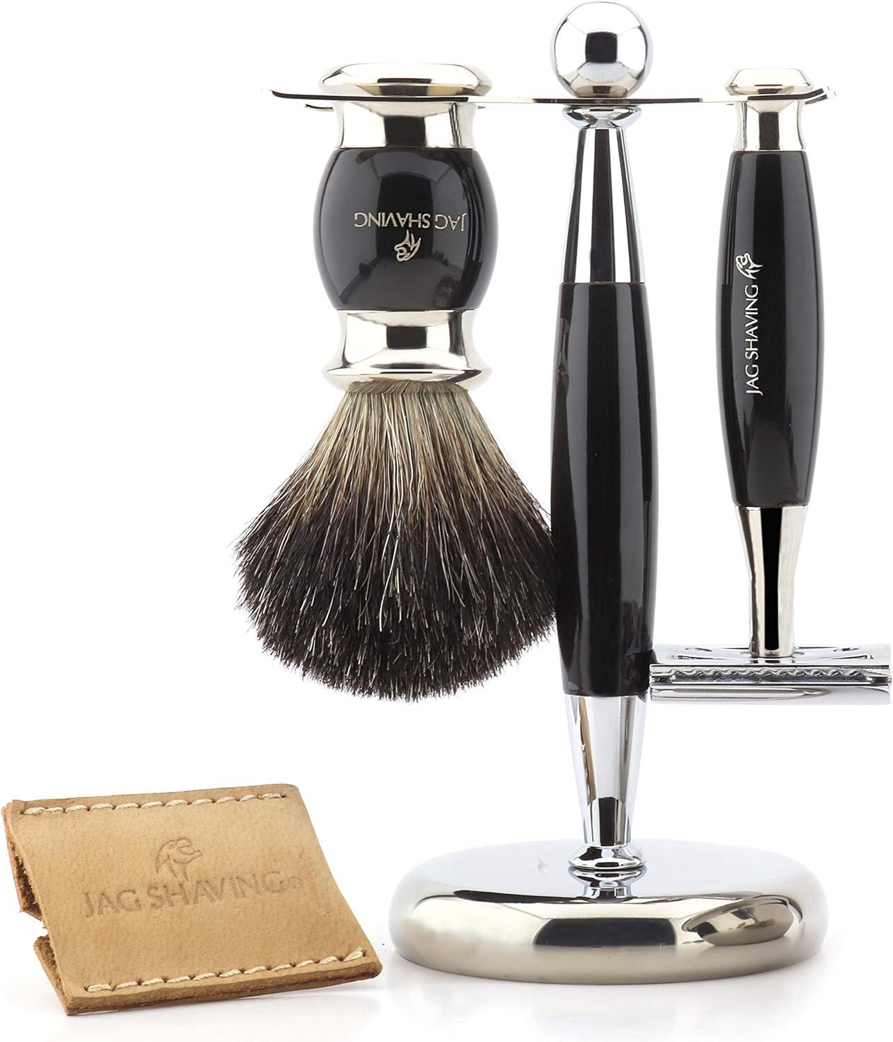 JAG Shaving Luxury Razor Set for Men | Double-Sided Razor Brush Stand ...