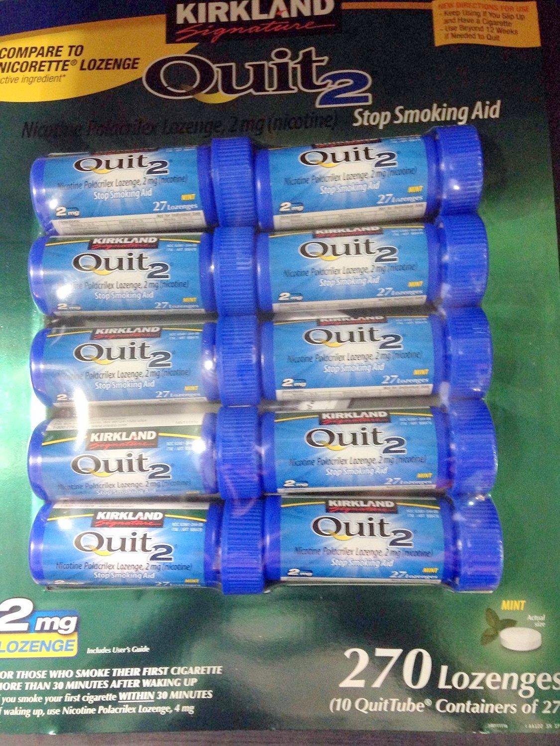 Kirkland Signature Quit2 2mg Mint Lozenge 270 Count - Stop Smoking Aid ...