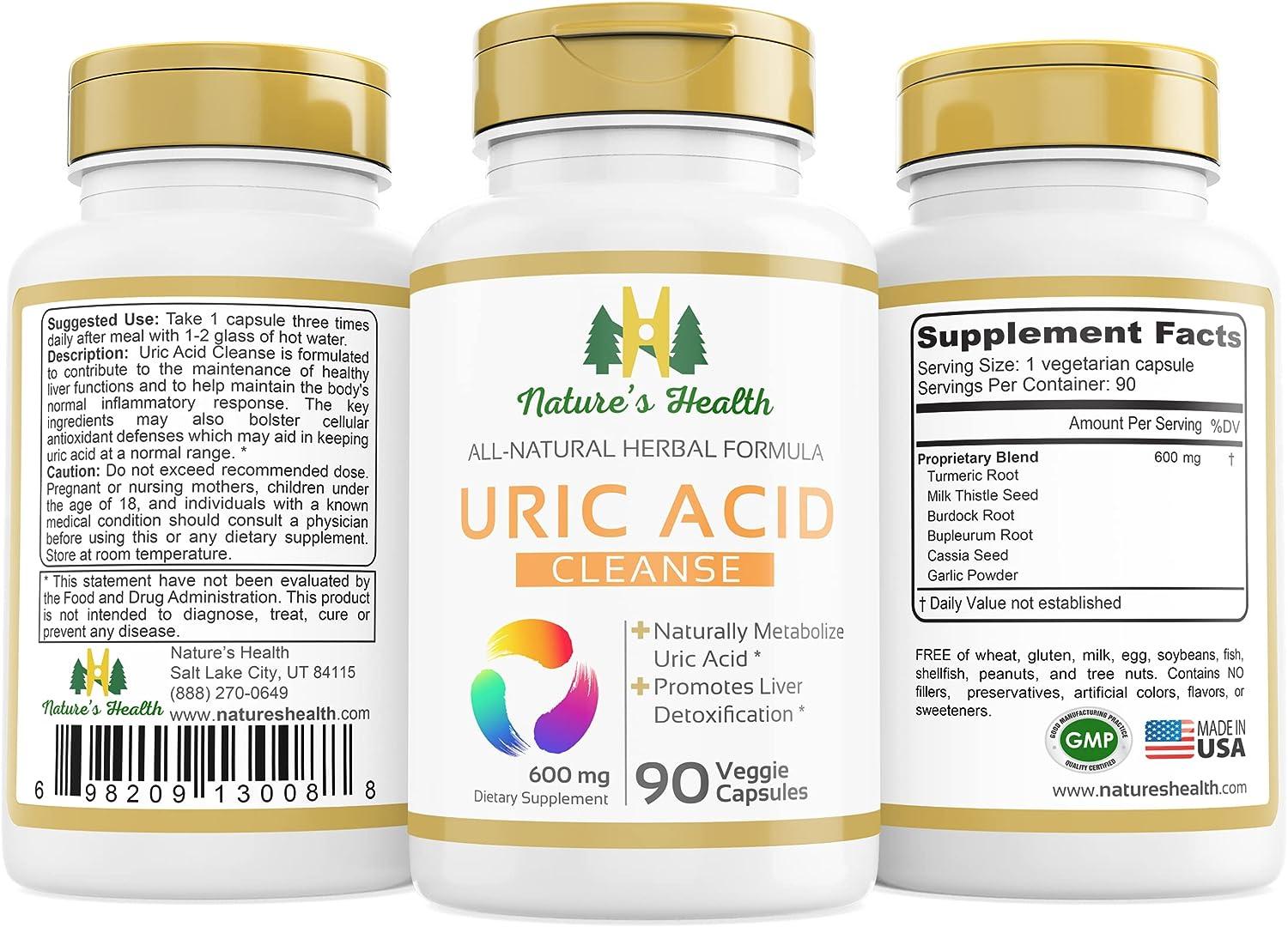 Nature's Health Uric Acid Cleanse - Gout Relief Supplement - 90 ...