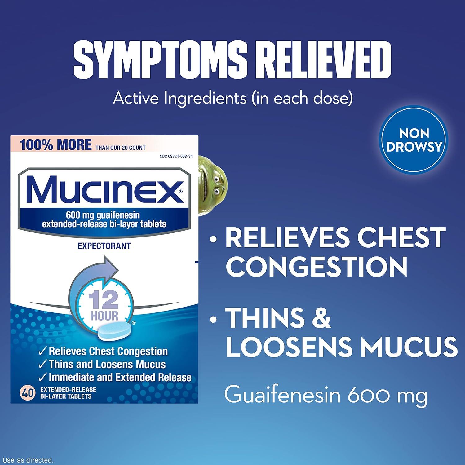 Mucinex 12-Hour Chest Congestion Expectorant Tablets 40 ct - Fast ...