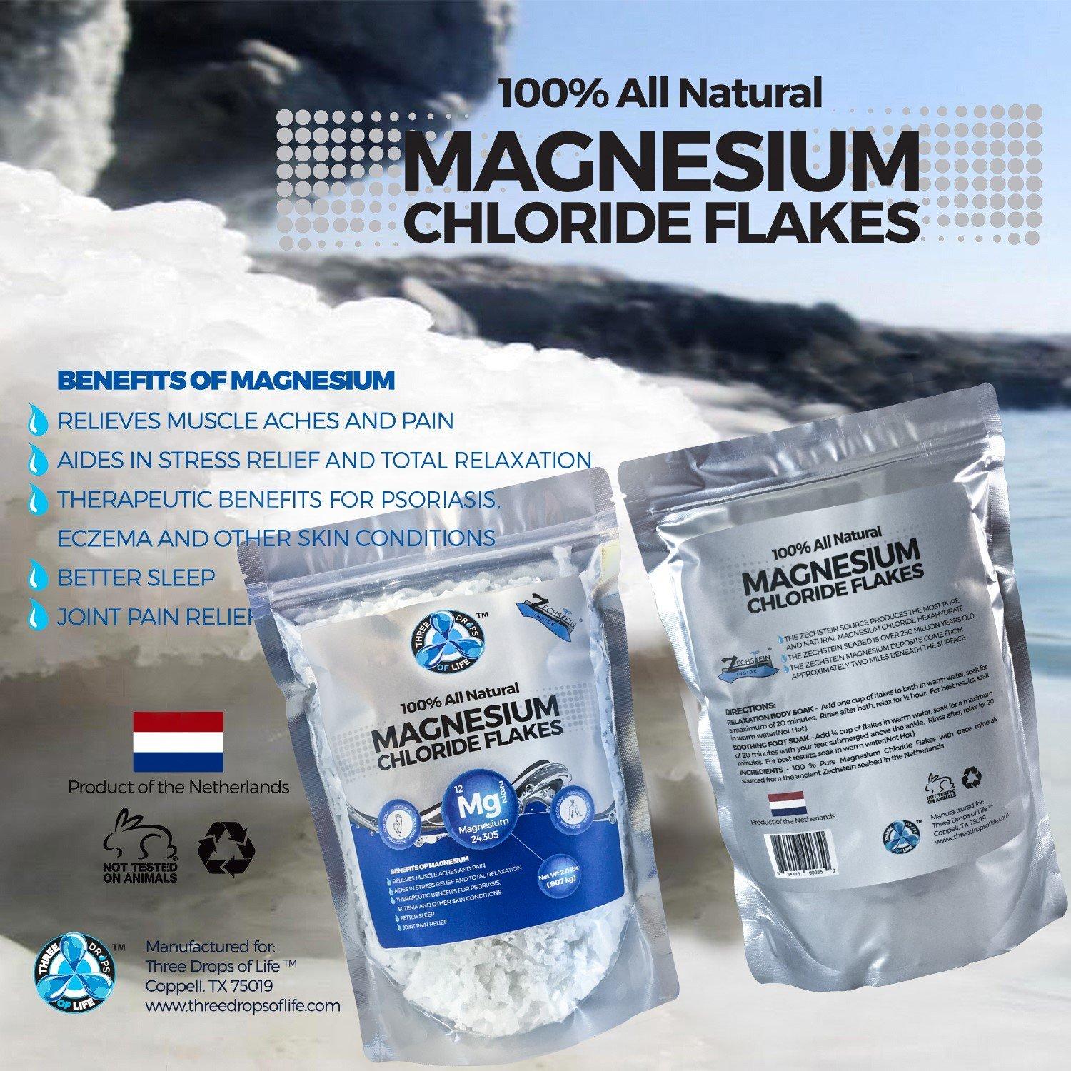 Pure Zechstein Inside Magnesium Chloride Flakes - 2lb Bulk Bag for ...