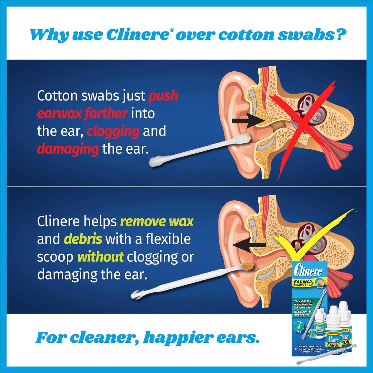Clinere Ear Oil Conditioner & Ear Cleaners Kit - 12 Count Sticks & 2 x ...