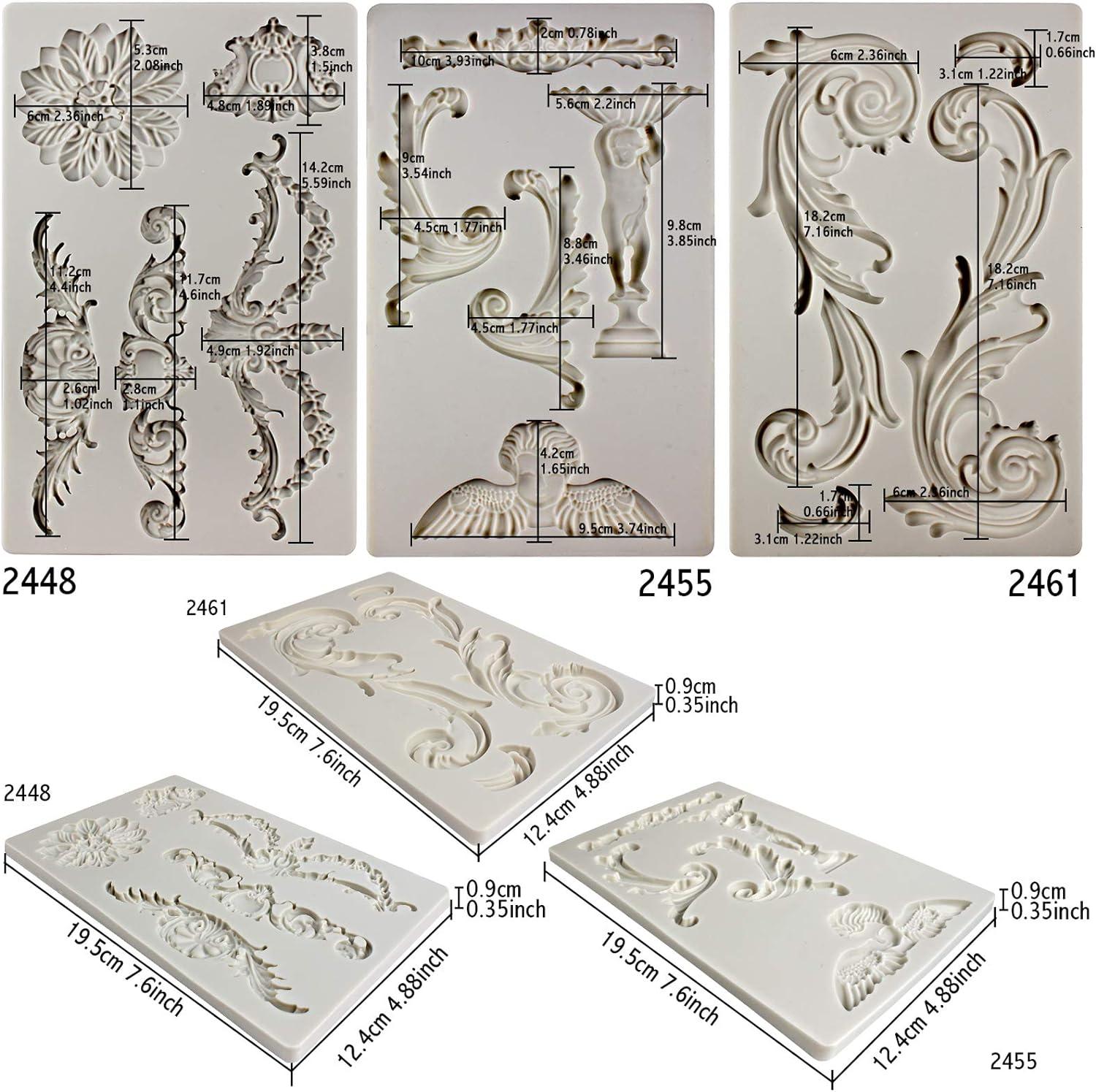 Baroque Style Silicone Molds 3-Pack - Cherub Birdbath & Art Deco ...