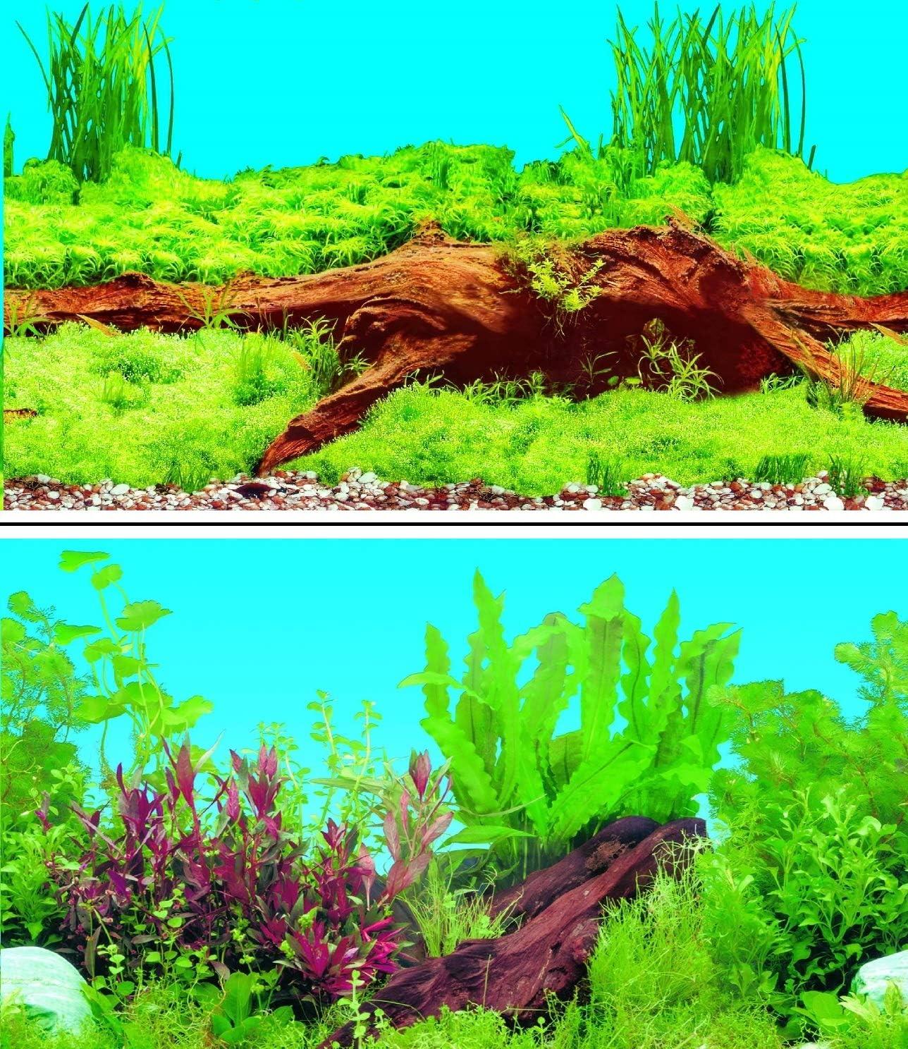 Hidom Aquarium Background Poster Double Sided - Height 24" / 60cm - Length 4 FT / 122cm - Two ...
