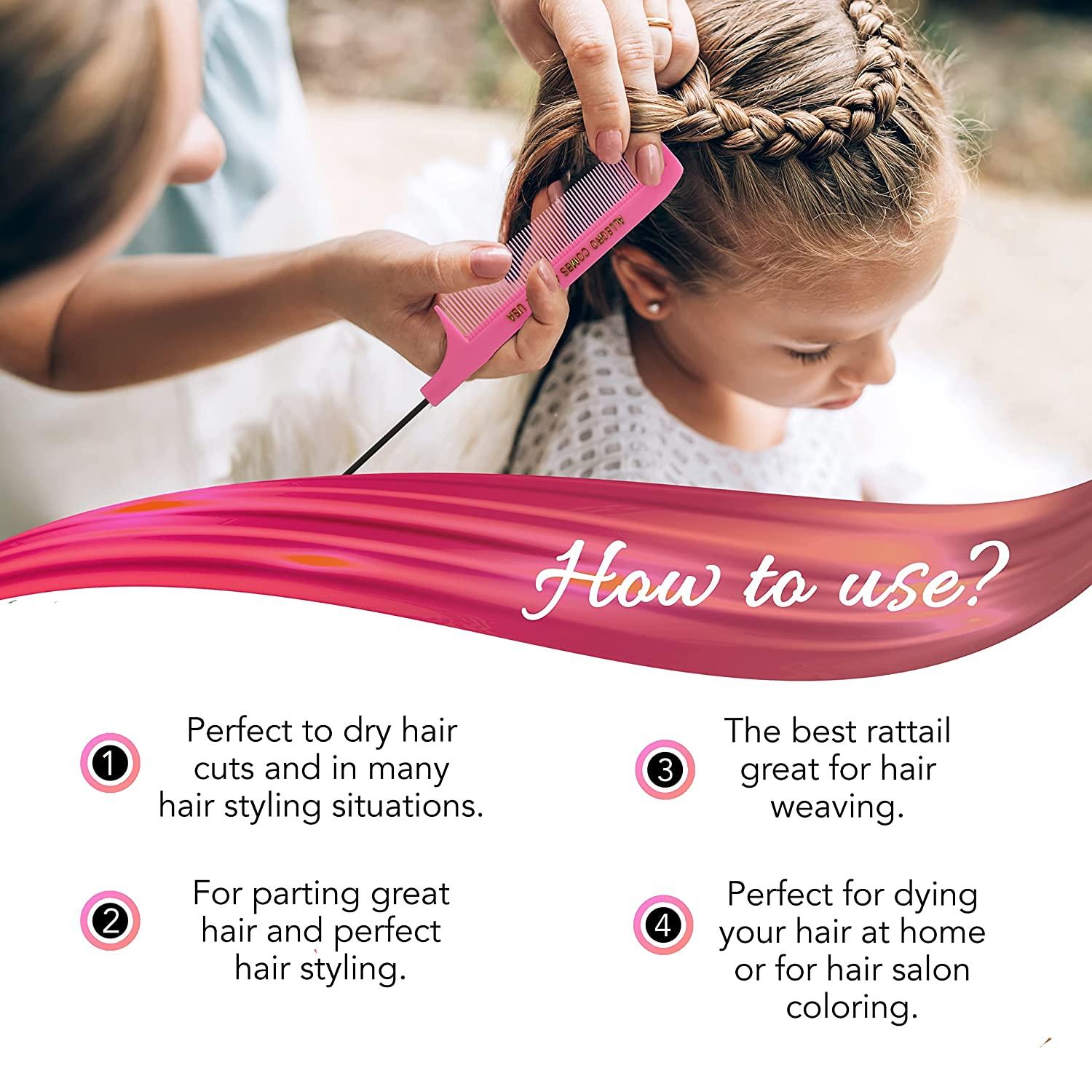 Allegro XL Pintail and Rat Tail Metal Combs 2 Pc. Set - Pink | Buy Now ...